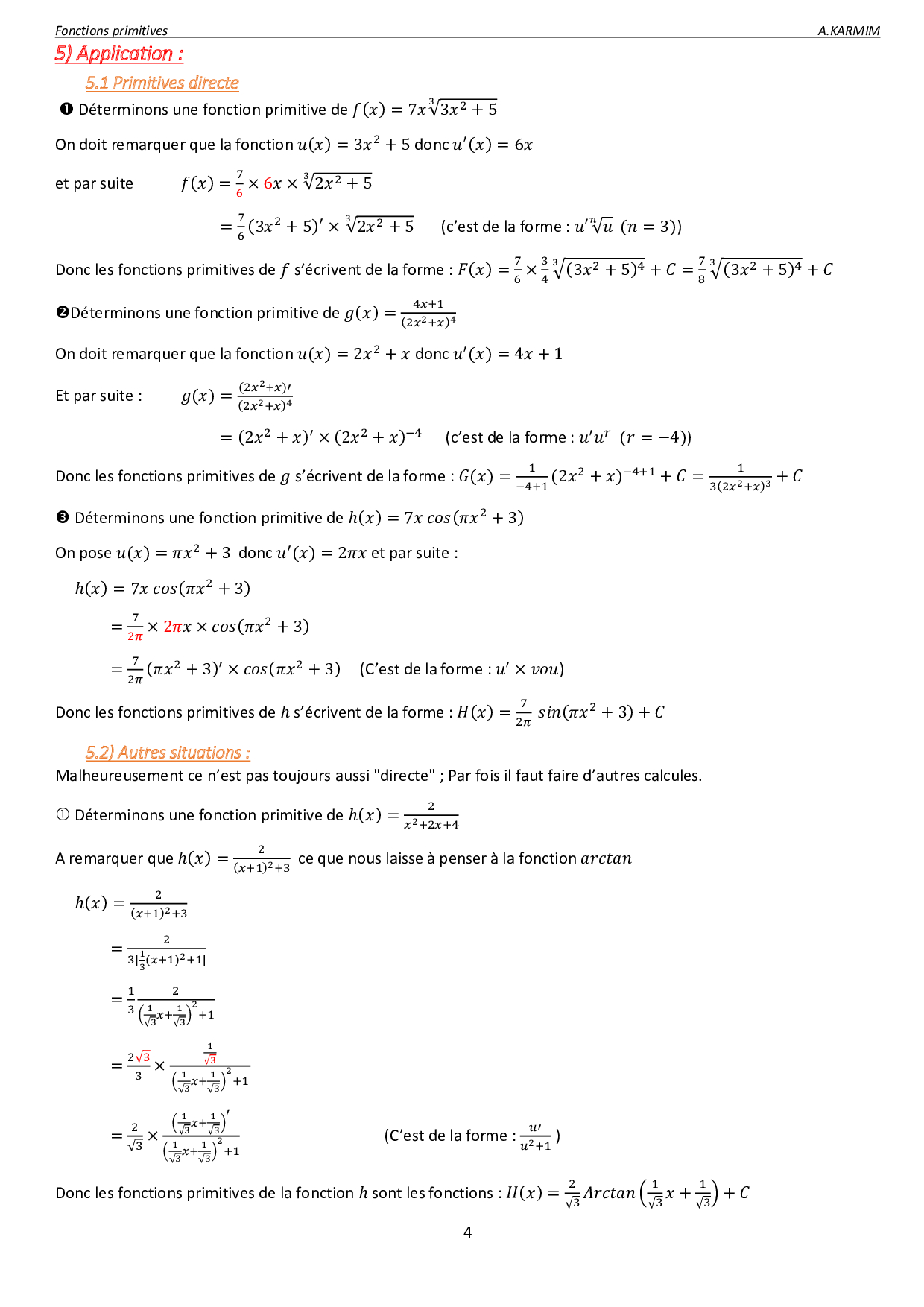 Fonctions primitives - Cours 1 - AlloSchool