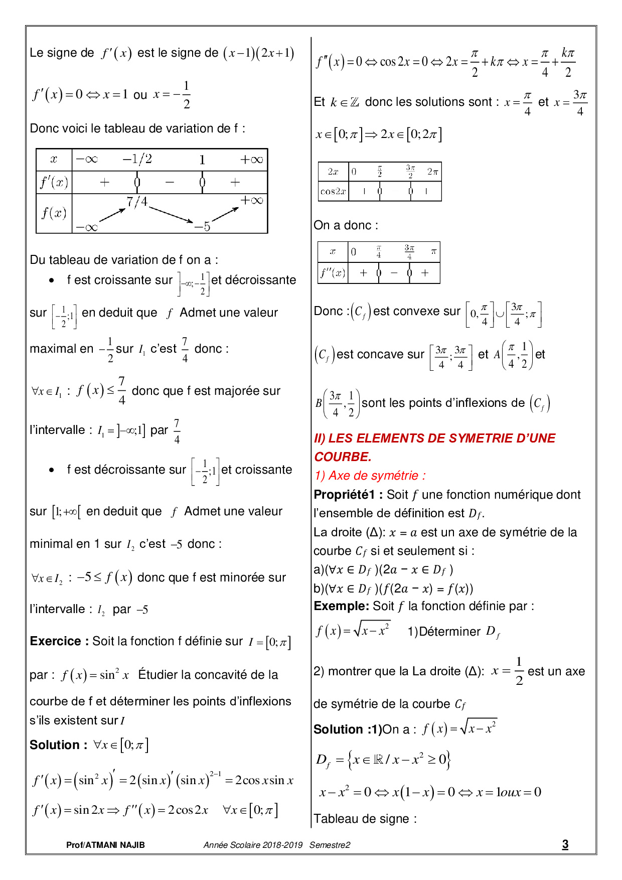Dérivation et étude des fonctions - Cours et exercices corrigés ...