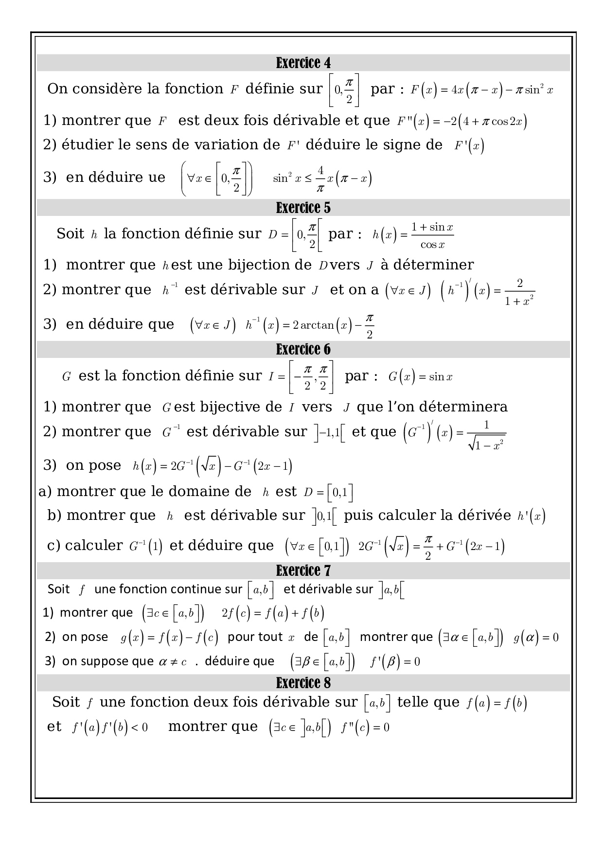Dérivation - Exercices non corrigés 1 - AlloSchool