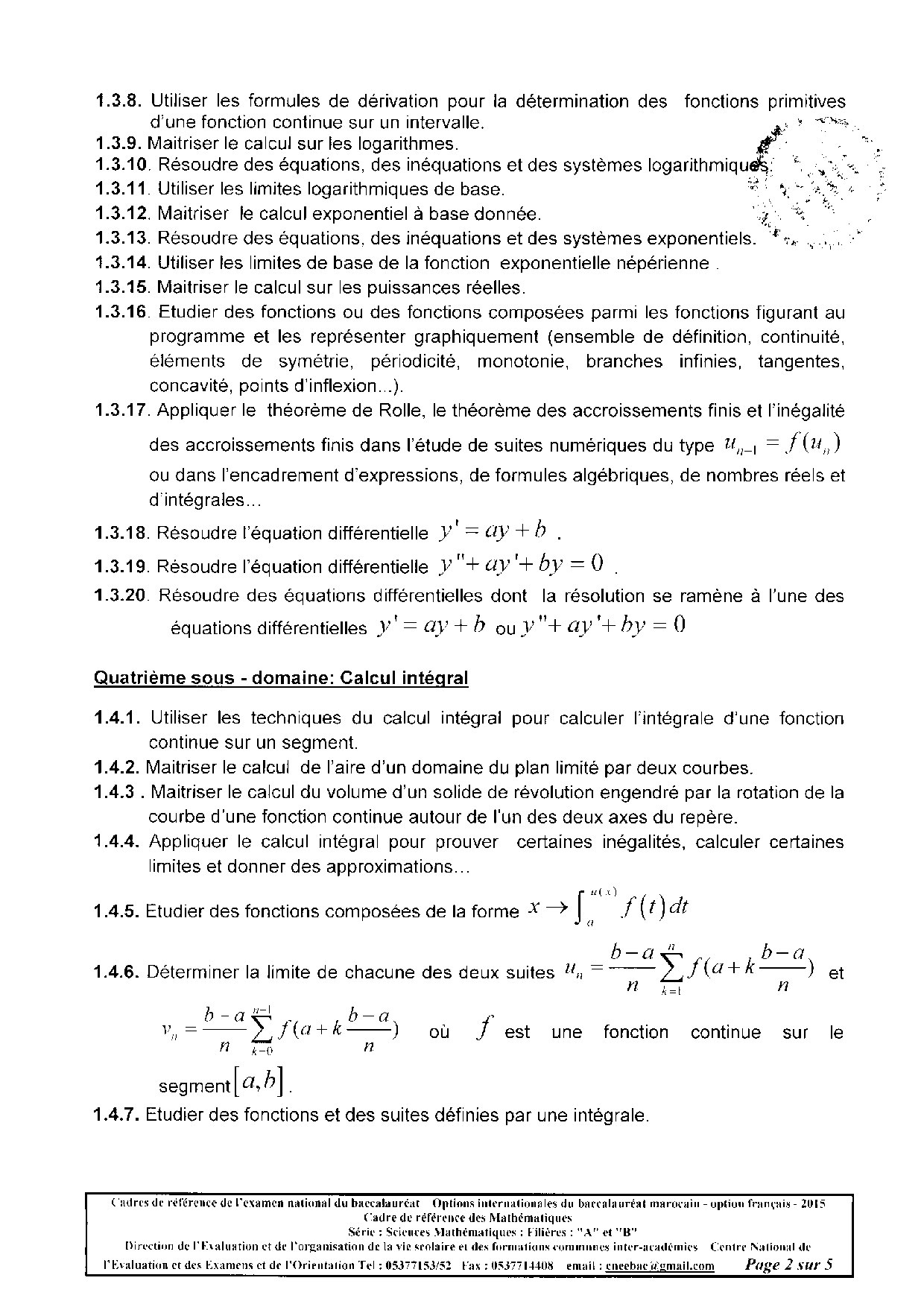 Cadre de référence de l'examen national - Maths Sciences Mathématiques ...