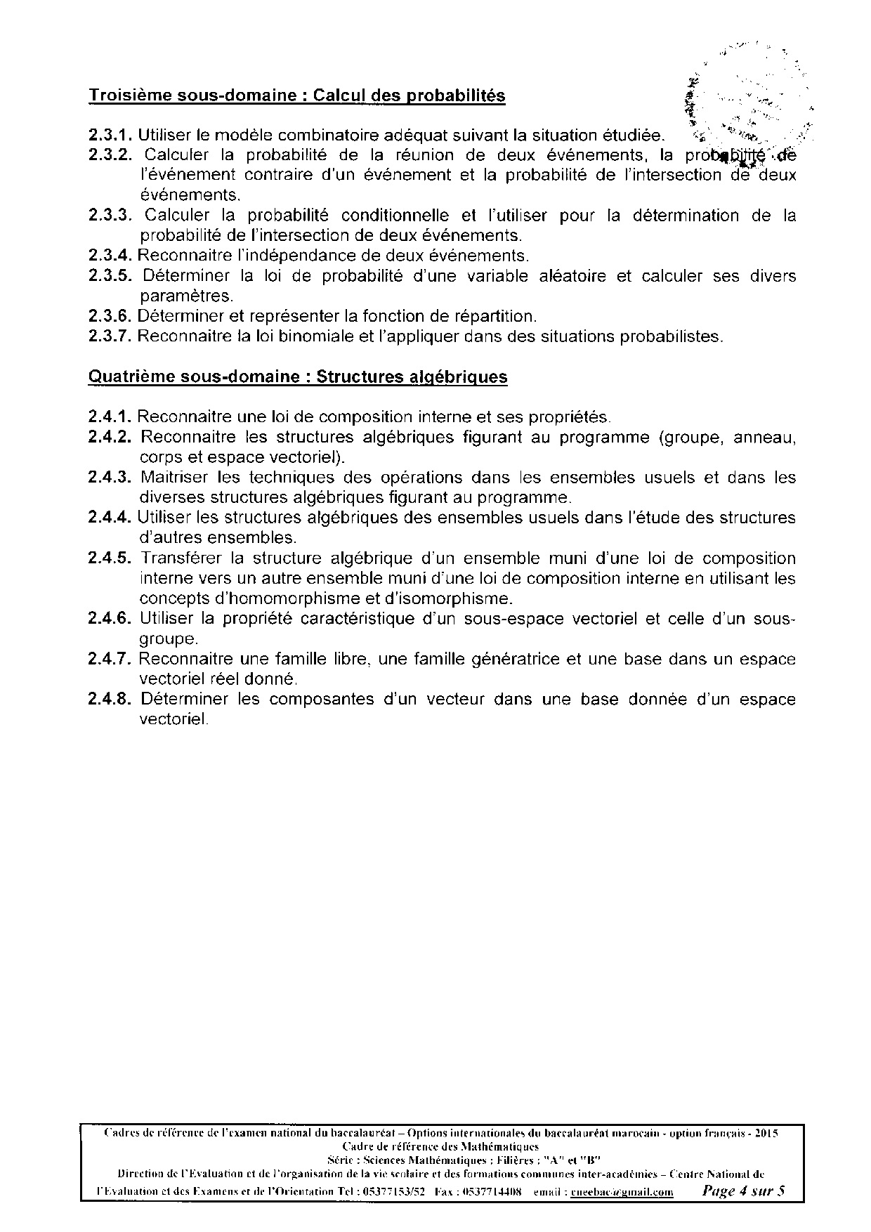 Cadre de référence de l'examen national - Maths Sciences Mathématiques ...