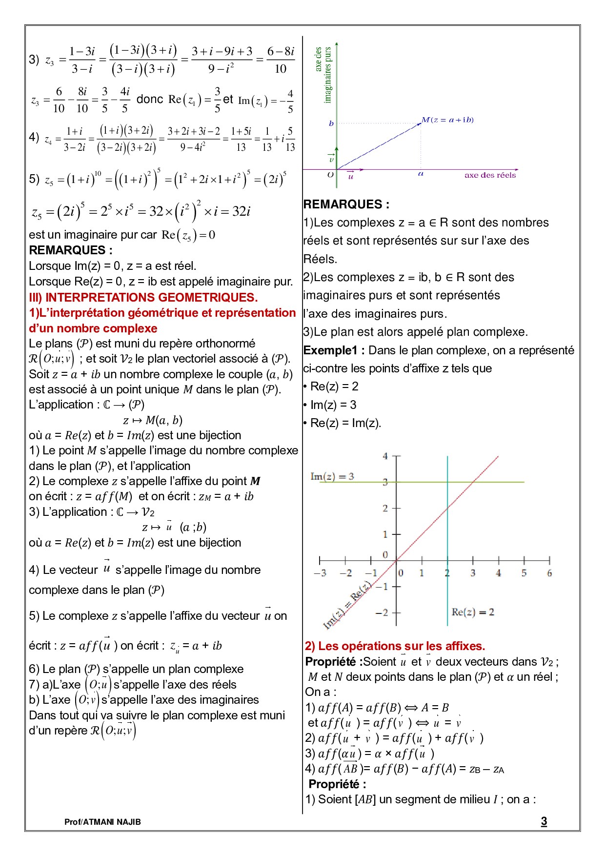 Nombres complexes 1 - Cours et exercices corrigés - AlloSchool