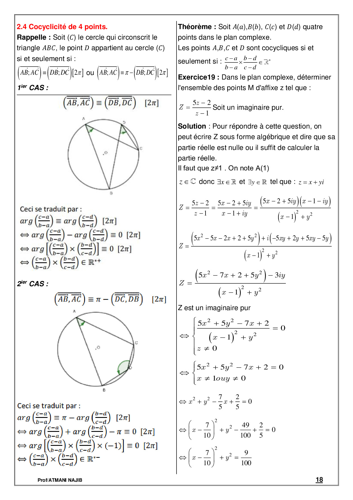 Nombres complexes 1 - Cours et exercices corrigés - AlloSchool