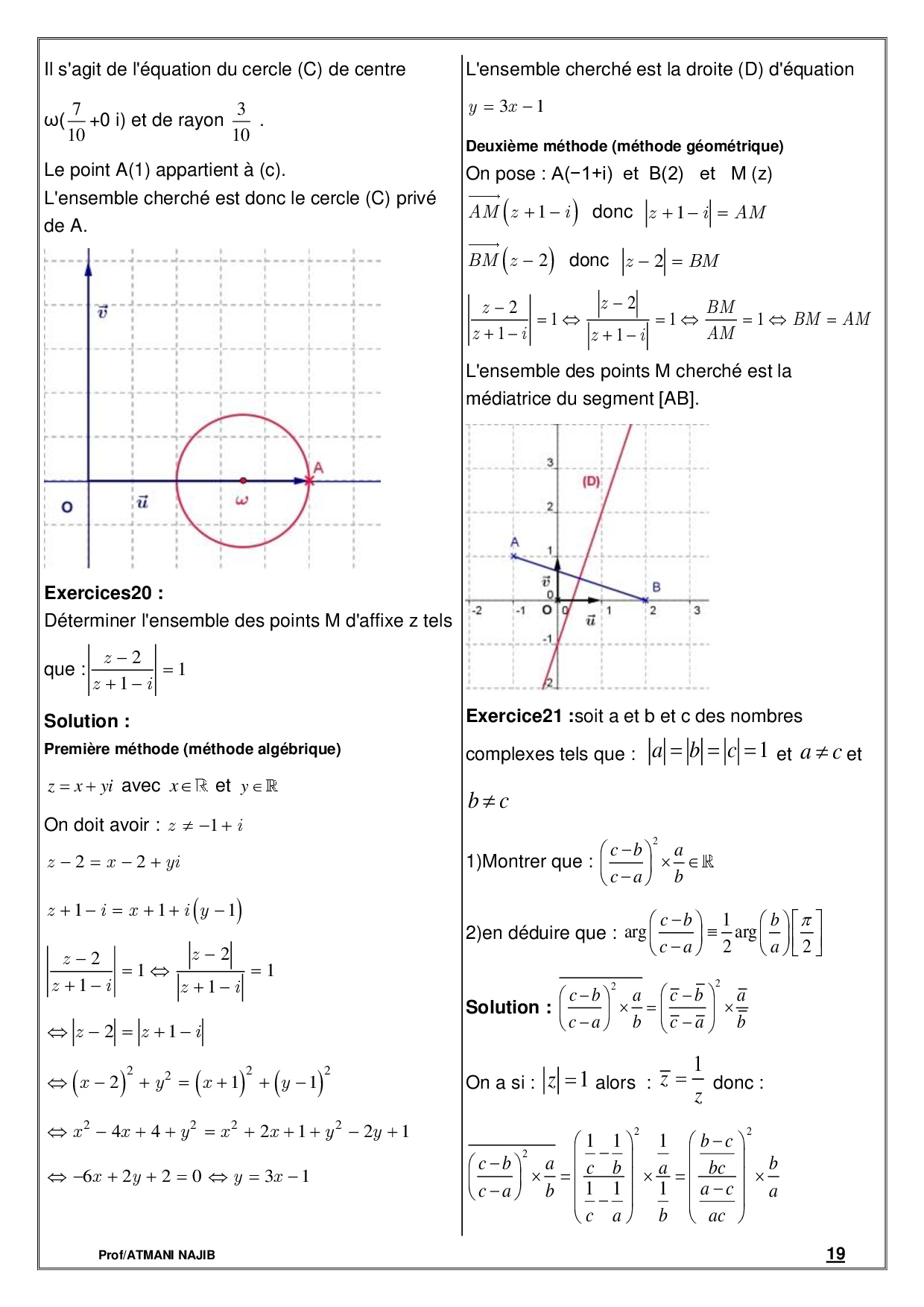 Nombres complexes 1 - Cours et exercices corrigés - AlloSchool