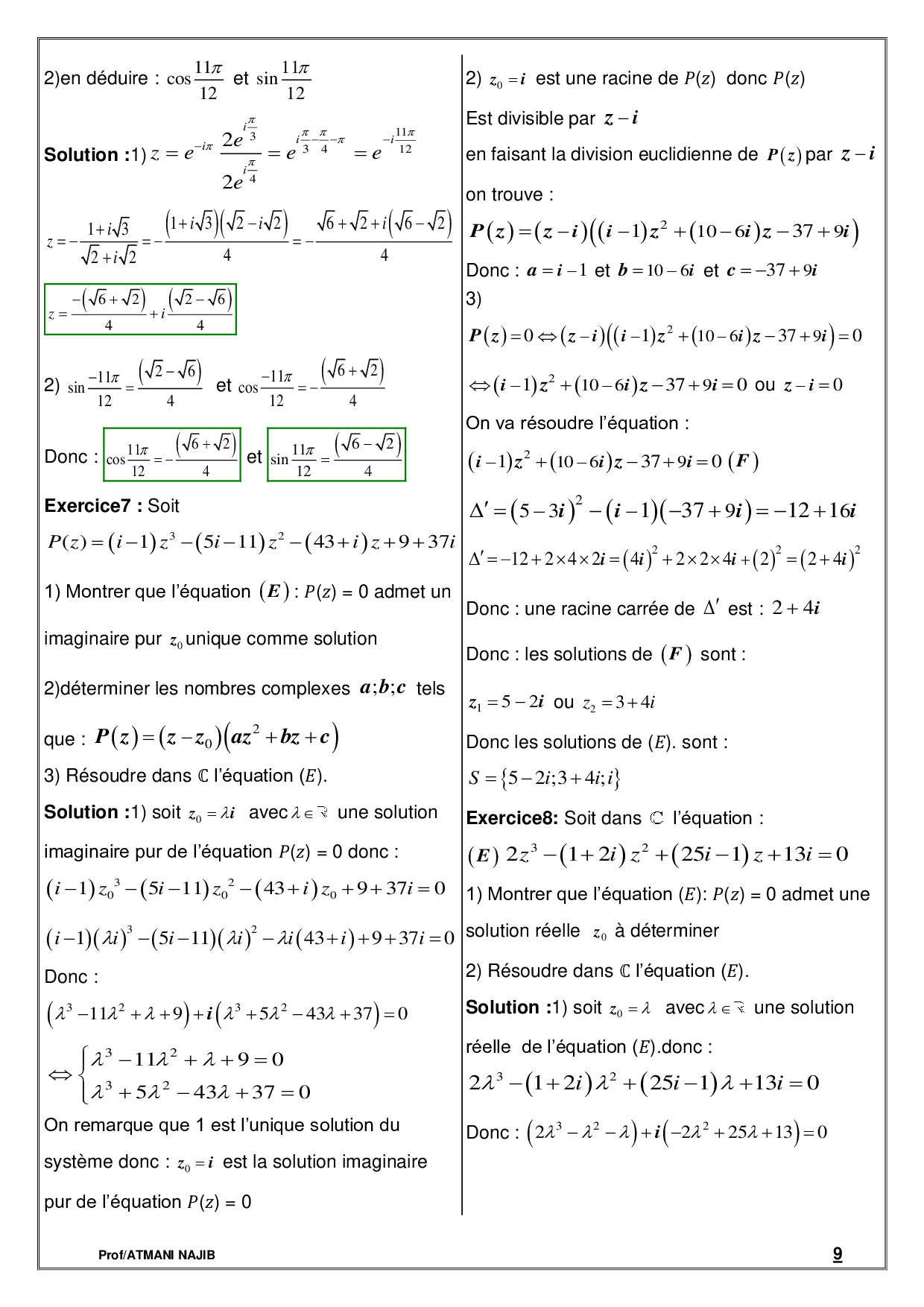 Nombres complexes 2 - Cours et exercices corrigés - AlloSchool