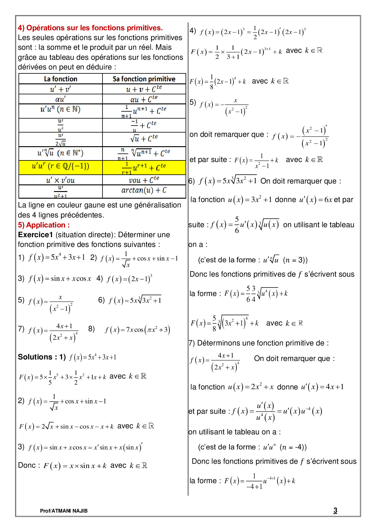 Fonctions primitives - Cours et exercices corrigés - AlloSchool