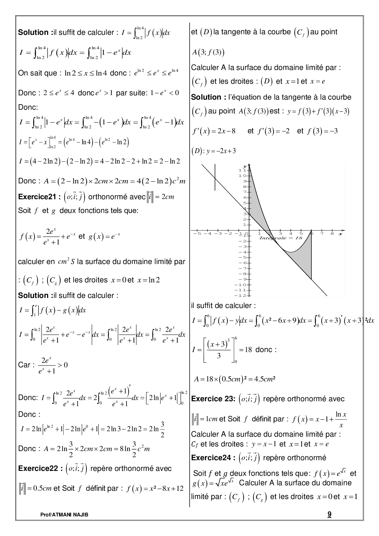 Calcul intégral - Corrigé série d'exercices 1 - AlloSchool