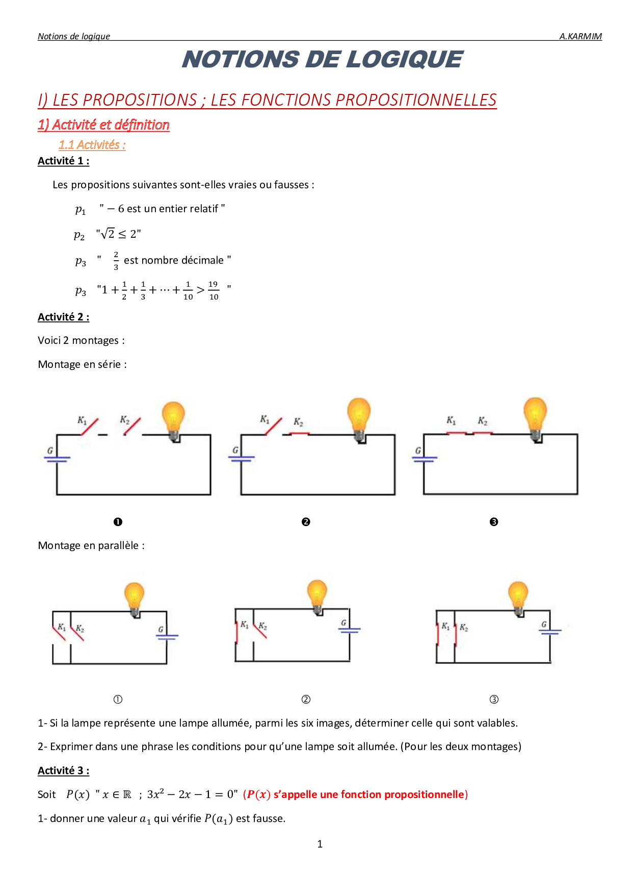 Notions de logique - Cours 1 - AlloSchool