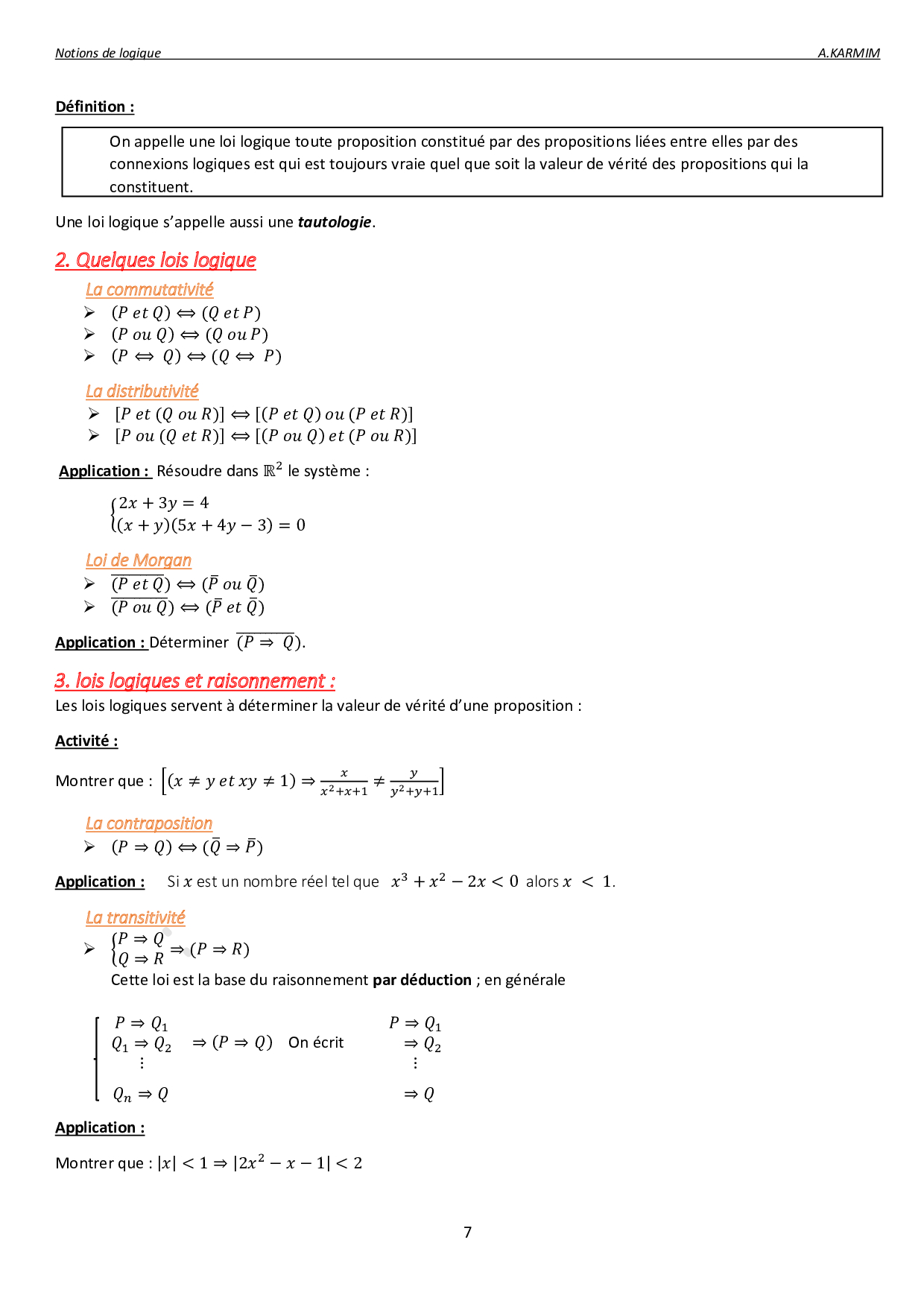 Notions de logique - Cours 1 - AlloSchool