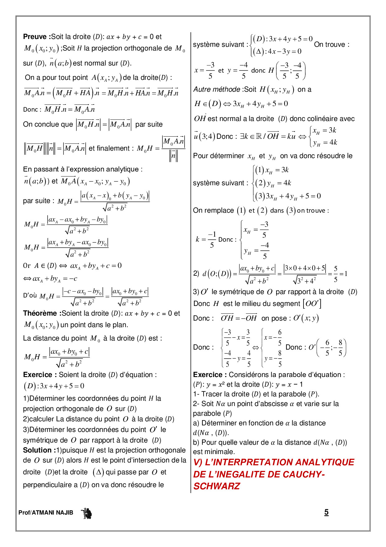 Le produit scalaire dans le plan - Cours et exercices corrigés - AlloSchool