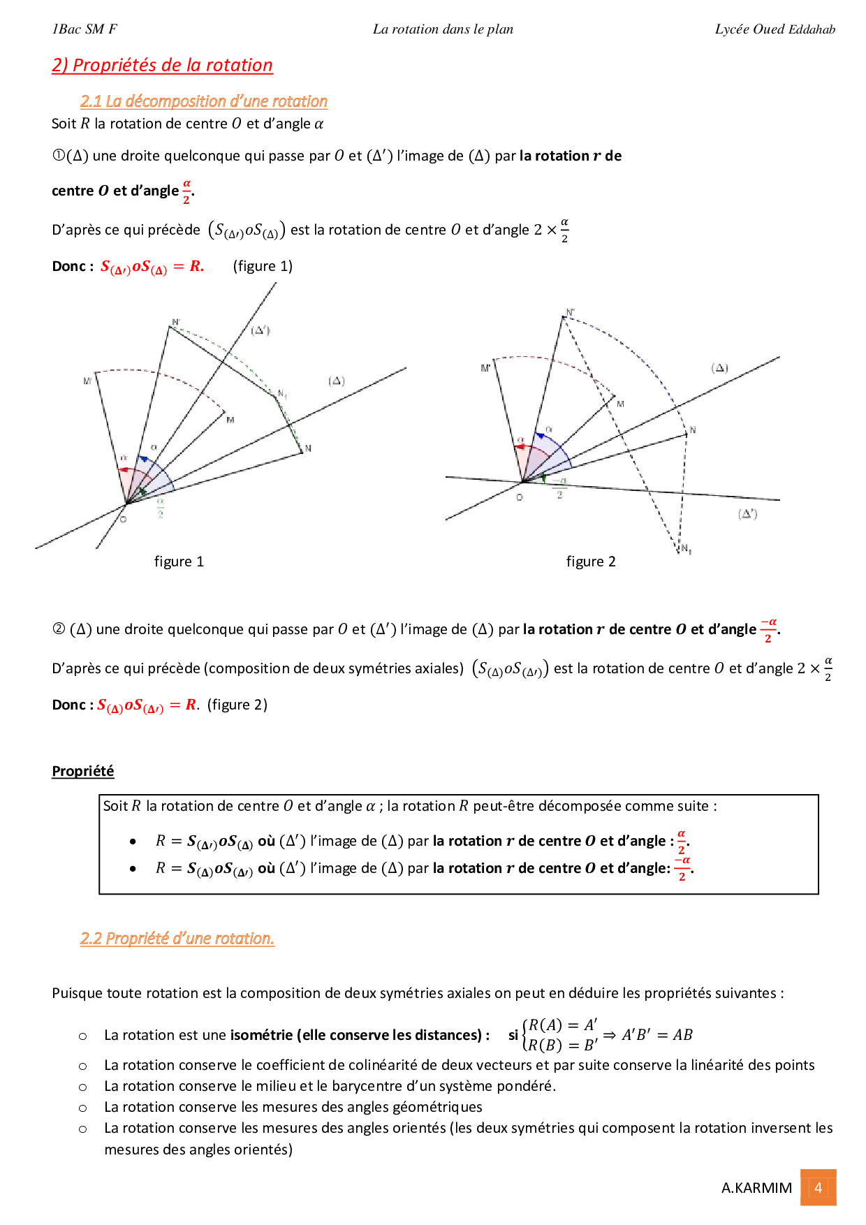 La Rotation Dans Le Plan Cours 1 Alloschool