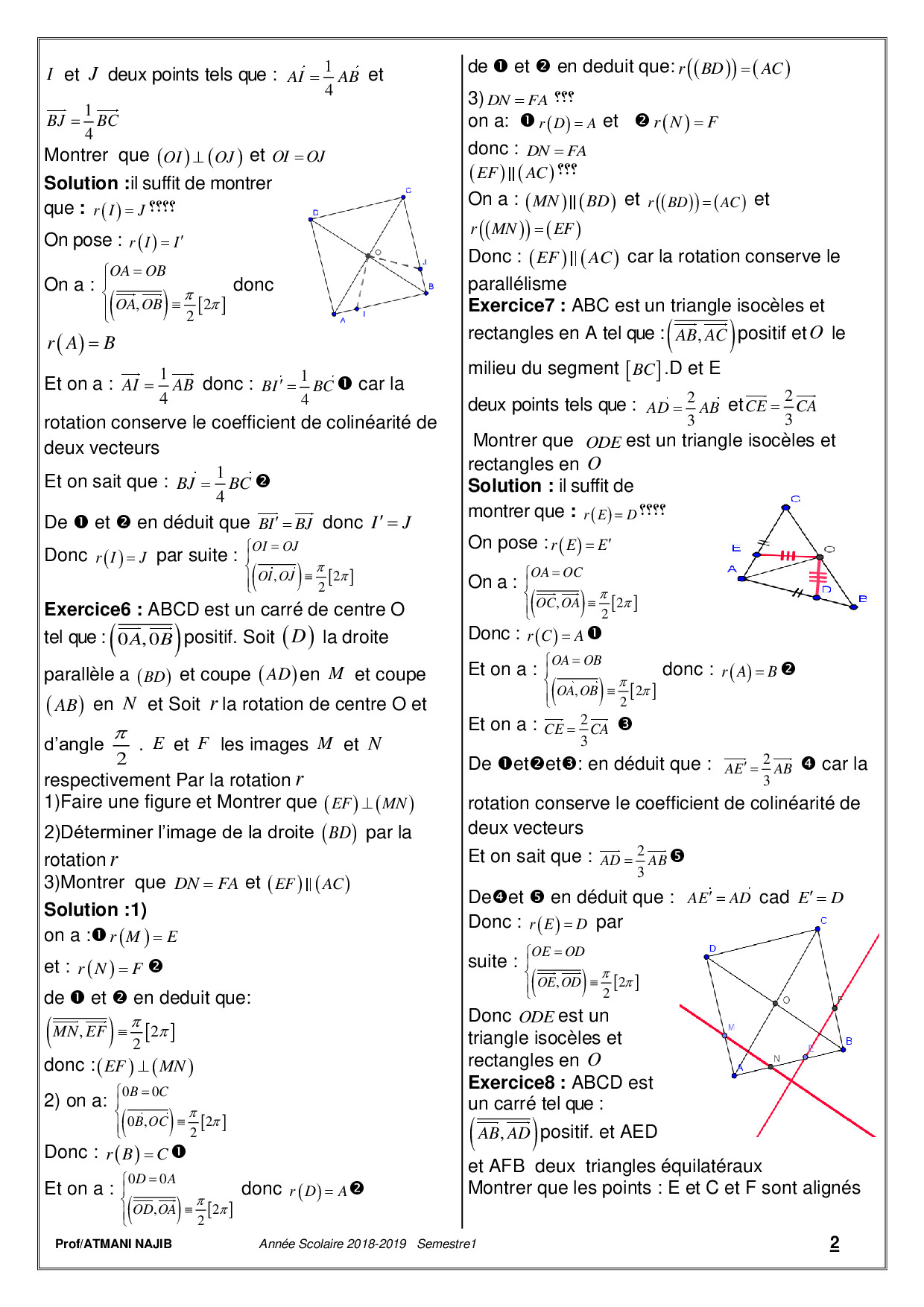 La rotation dans le plan - Exercices corrigés 1 - AlloSchool
