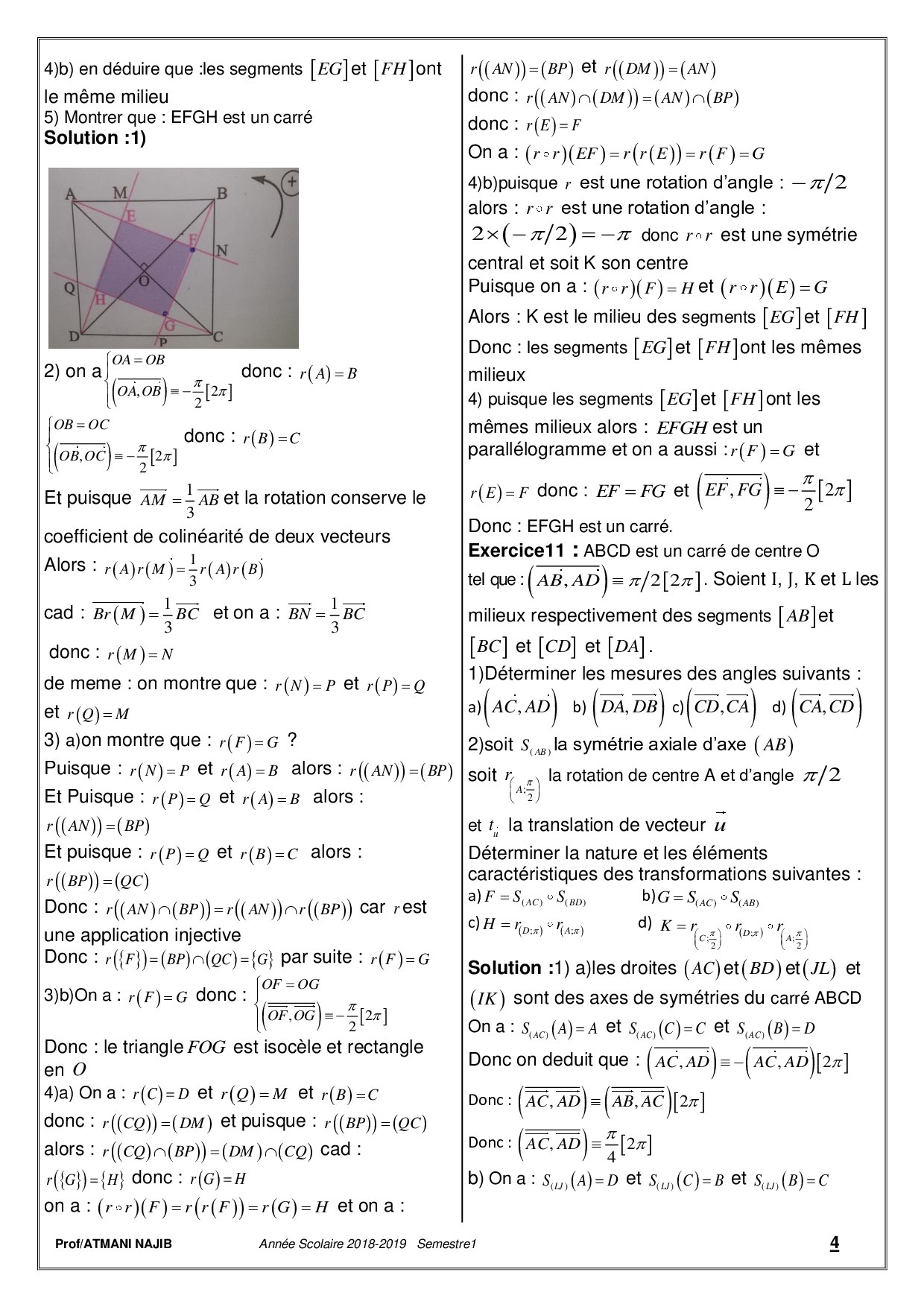 La rotation dans le plan - Exercices corrigés 1 - AlloSchool