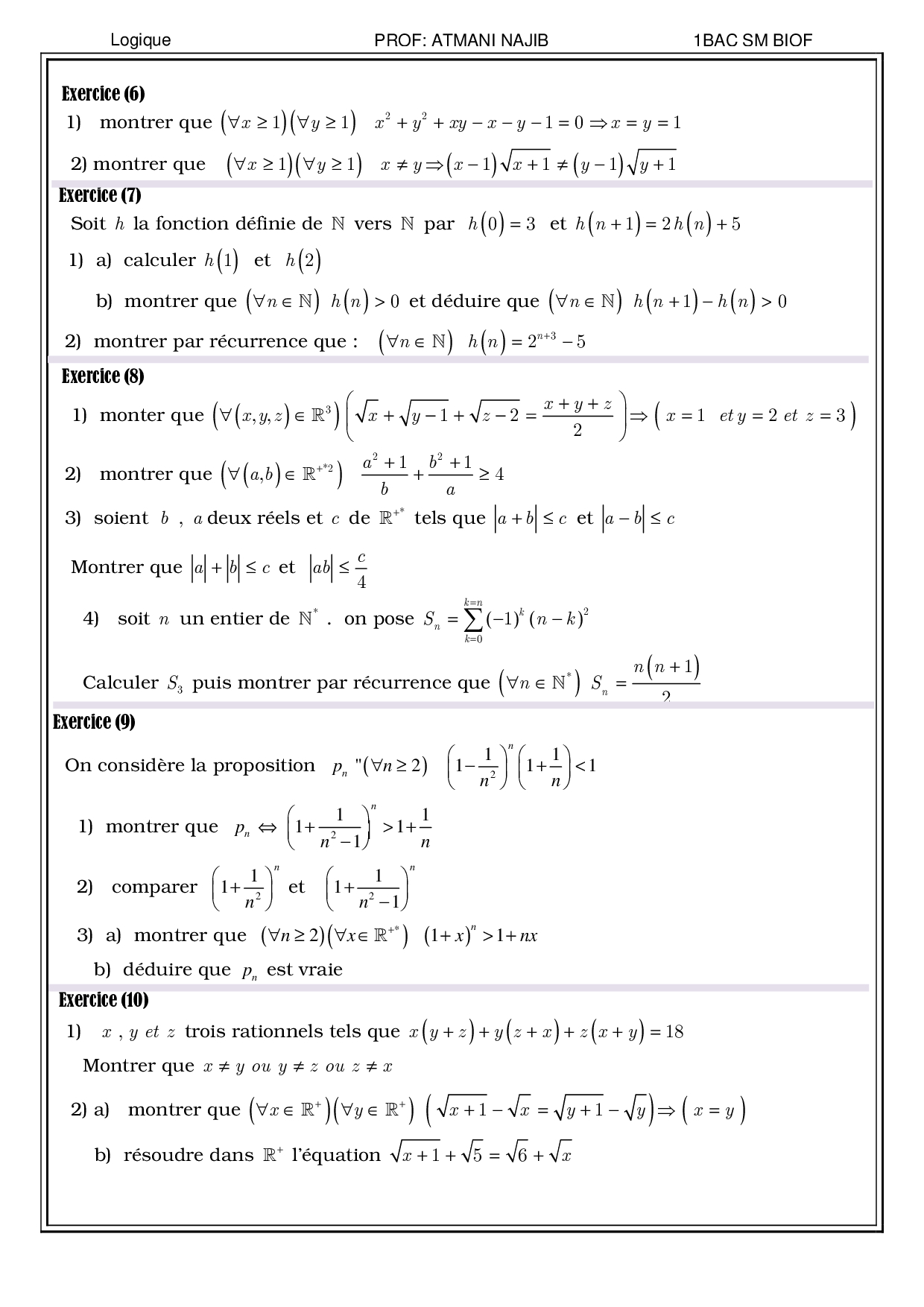 Notions de logique - Exercices non corrigés 3 - AlloSchool