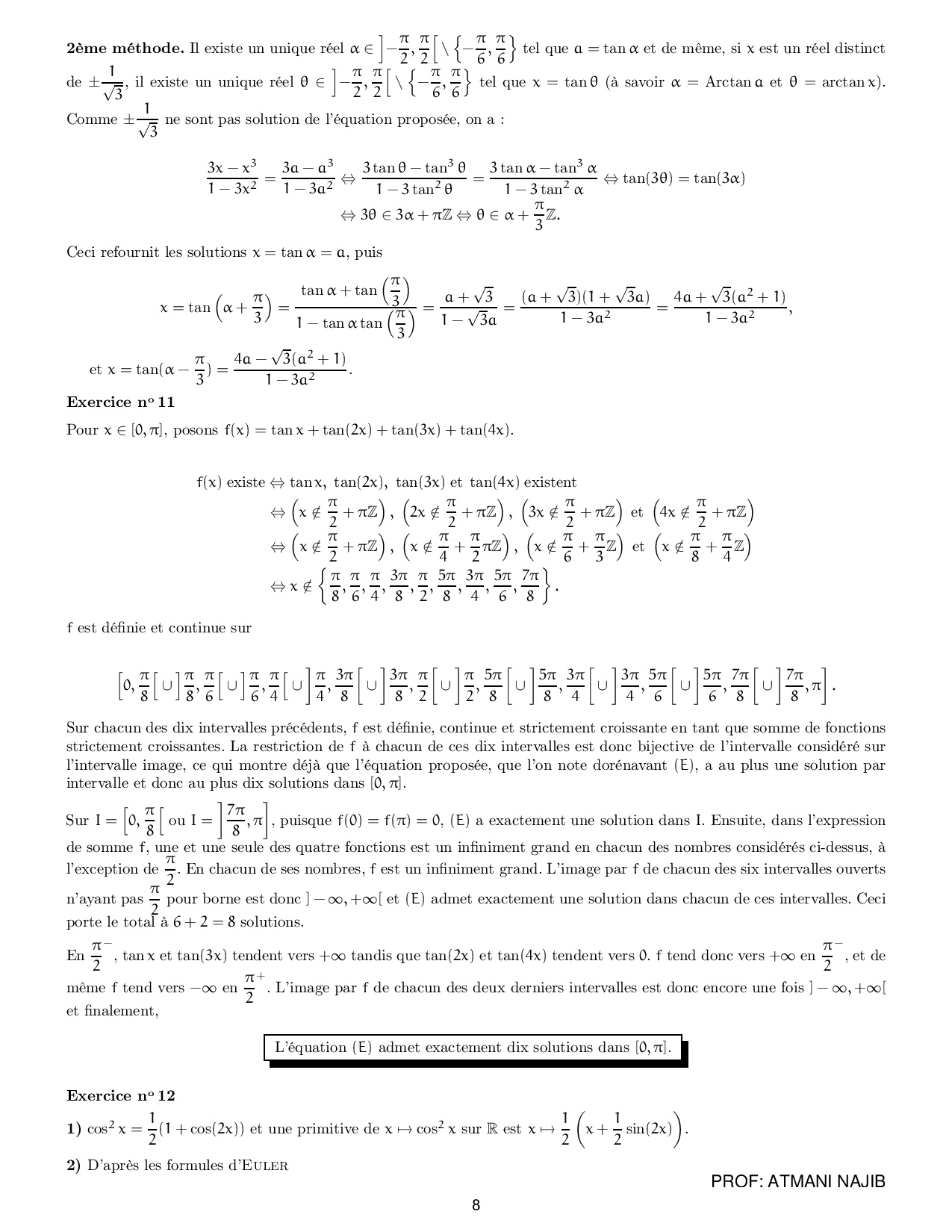 Calcul trigonométrique - Corrigé série d'exercices 2 - AlloSchool