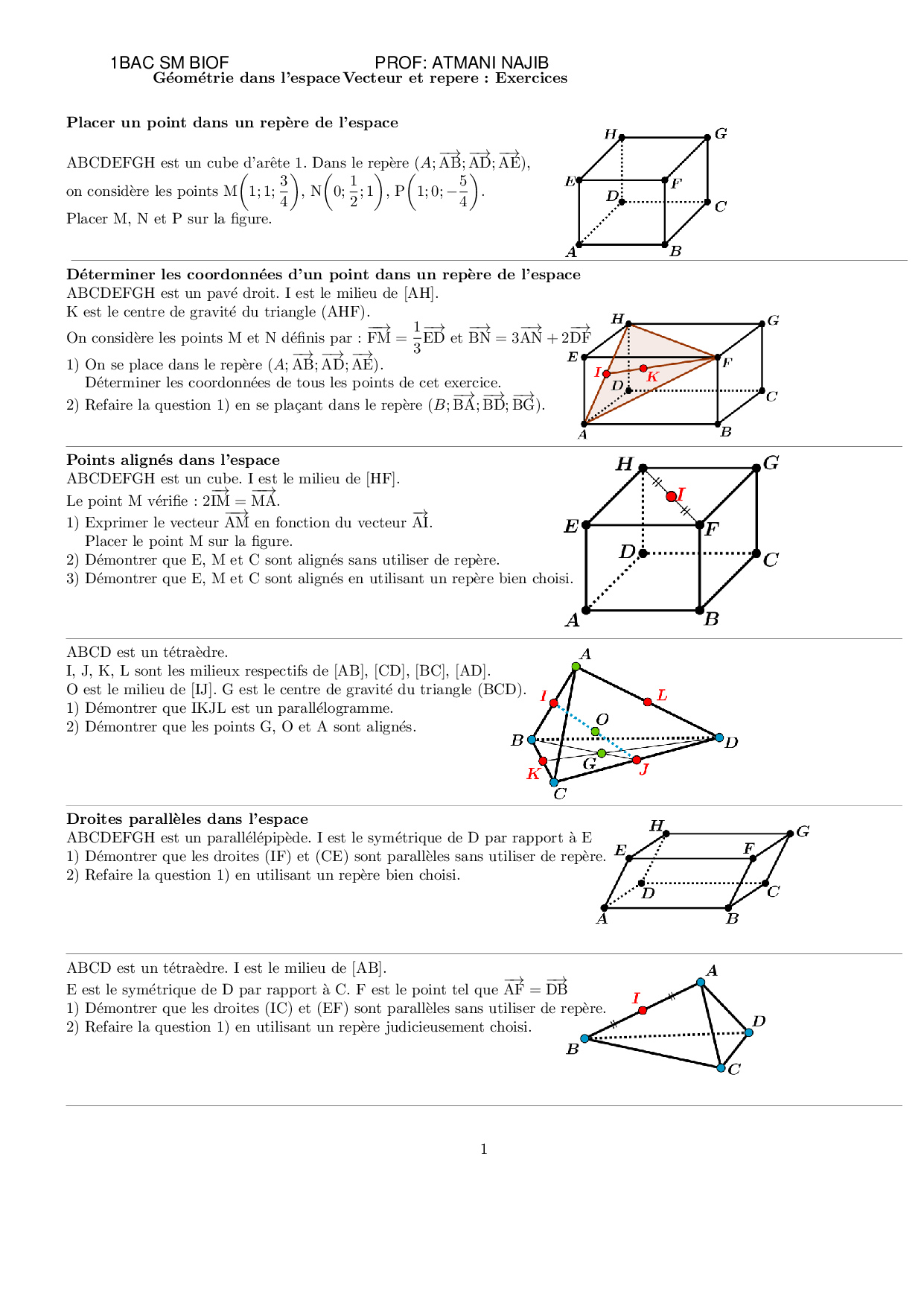 Géométrie dans l'espace - Exercices non corrigés 5 - AlloSchool