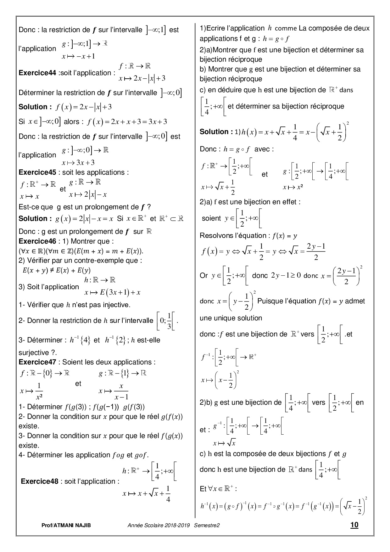 Ensembles et applications - Corrigé série d'exercices 1 - AlloSchool