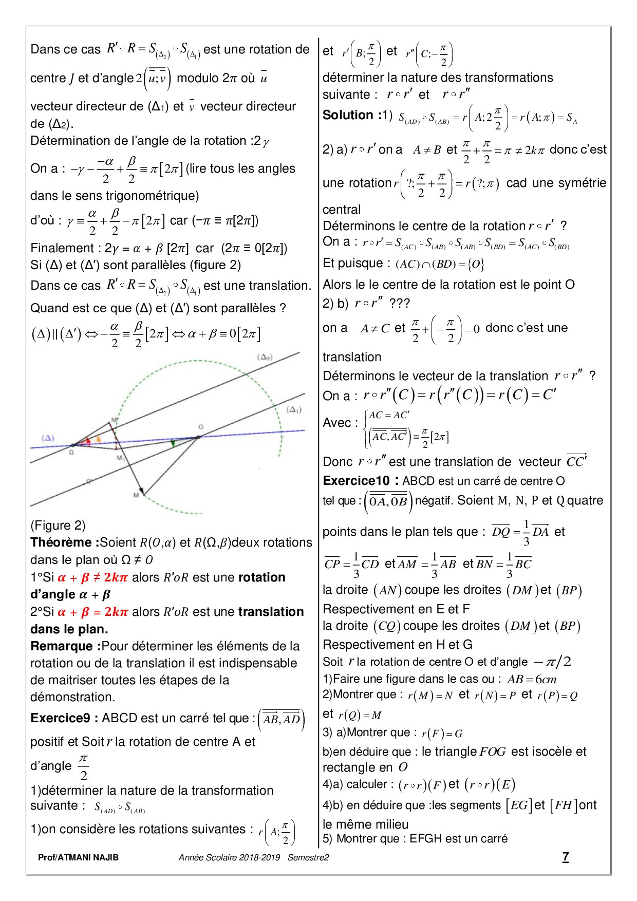 La Rotation Dans Le Plan Cours Et Exercices Corrigés Alloschool