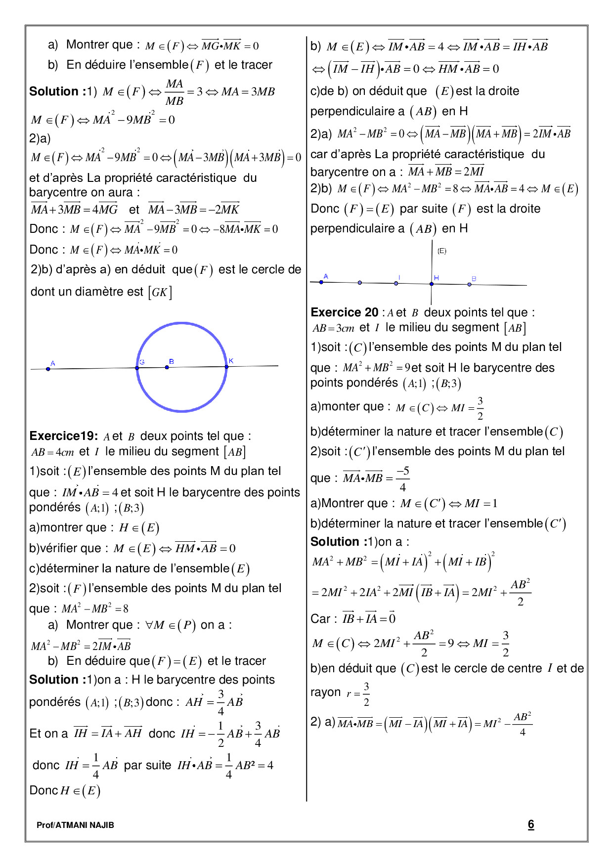Le barycentre dans le plan - Exercices corrigés 1 - AlloSchool