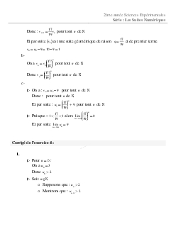 Suites numériques - Corrigé série d'exercices 1 - AlloSchool