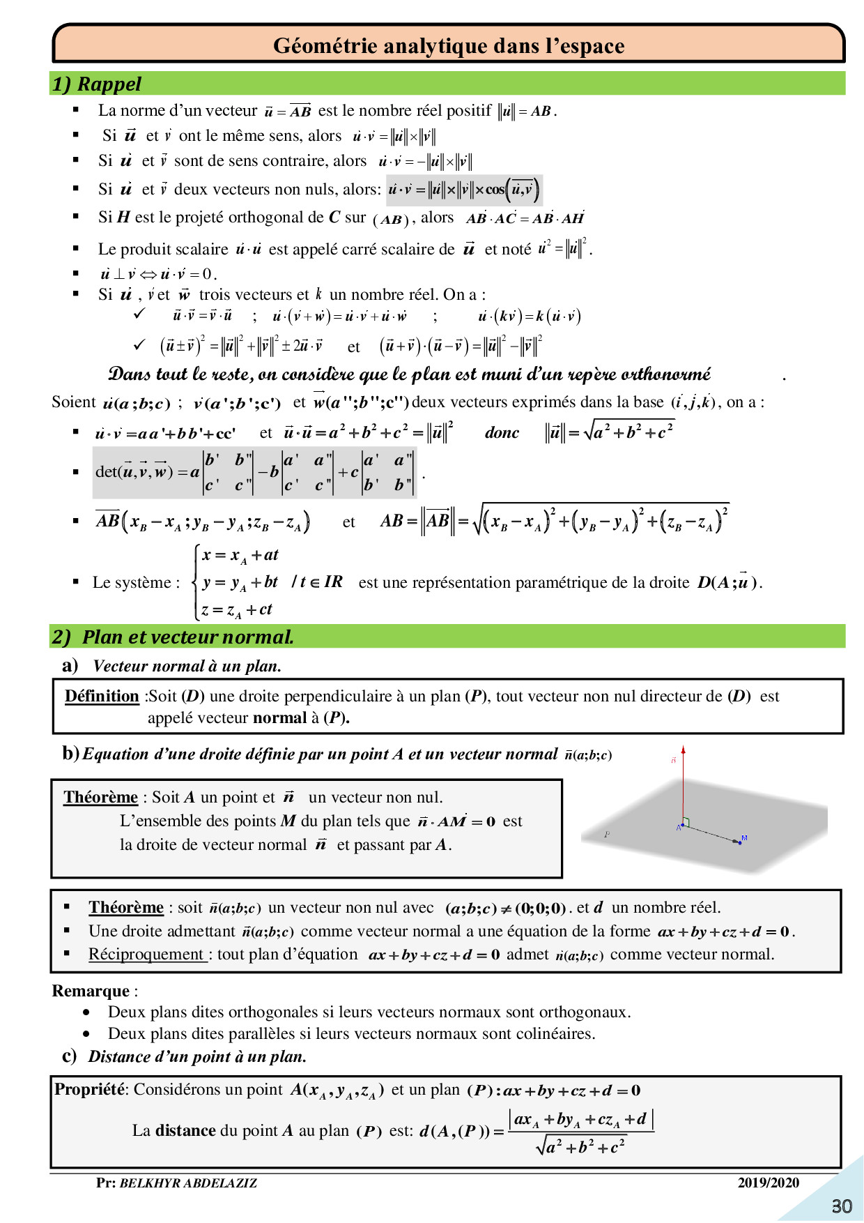 Géométrie dans l’espace - Résumé de cours 3 - AlloSchool