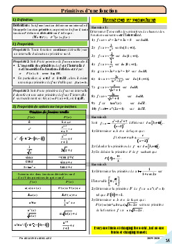 Fonctions primitives - Exercices non corrigés 2 - AlloSchool