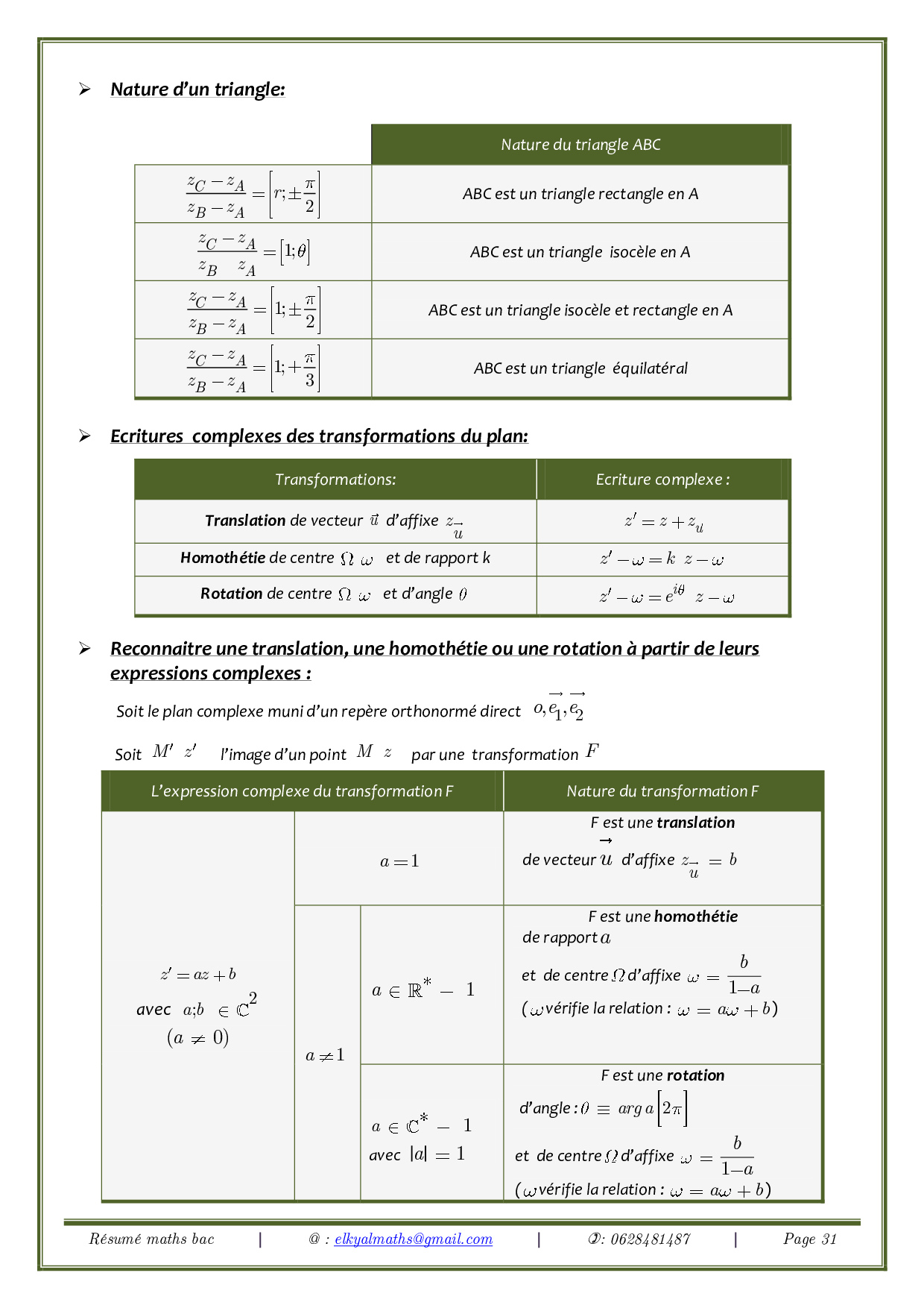 Nombres complexes 1&2 - Résumé de cours 2 - AlloSchool