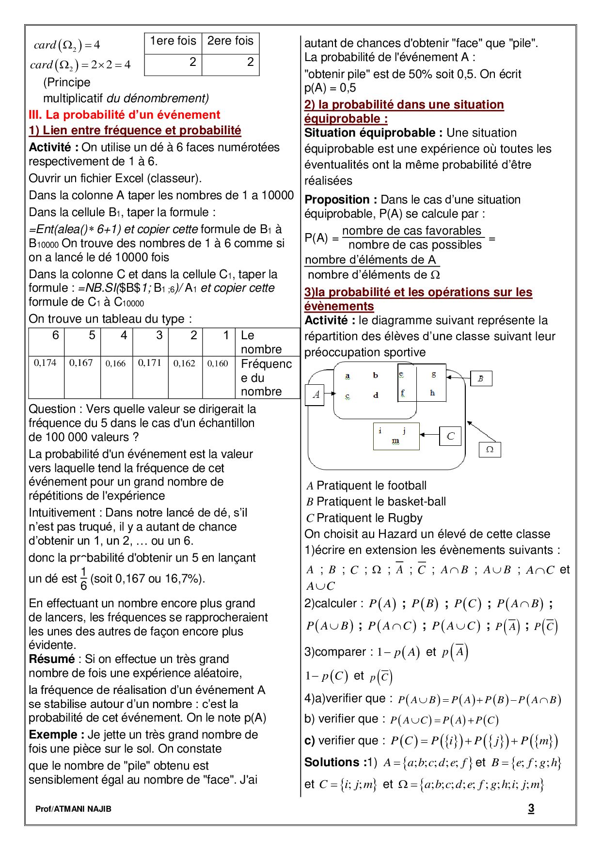Probabilités - Cours et exercices corrigés - AlloSchool