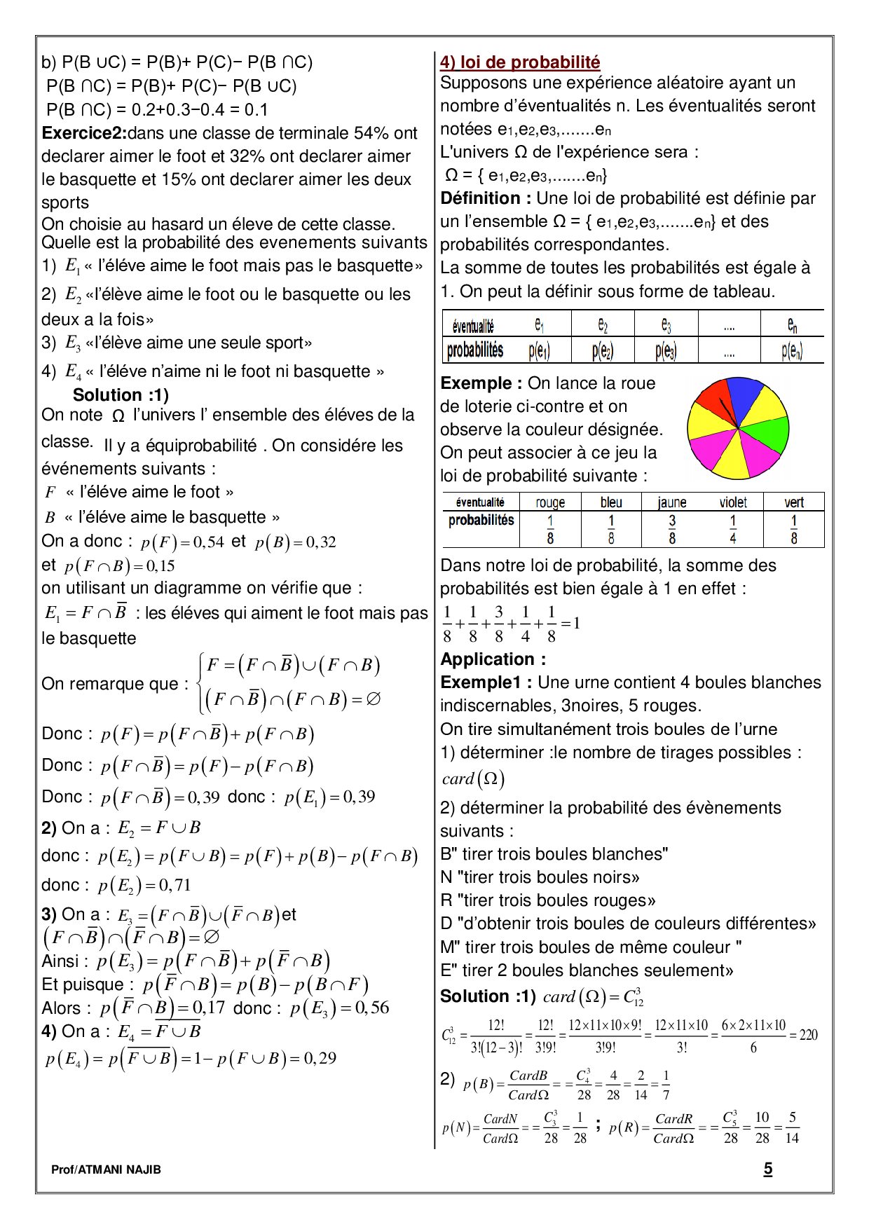 Probabilités - Cours et exercices corrigés - AlloSchool