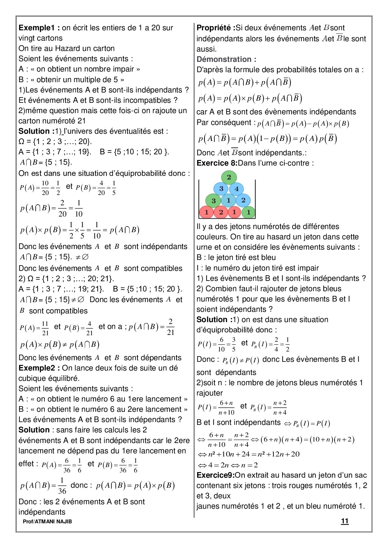 Probabilités - Cours et exercices corrigés - AlloSchool