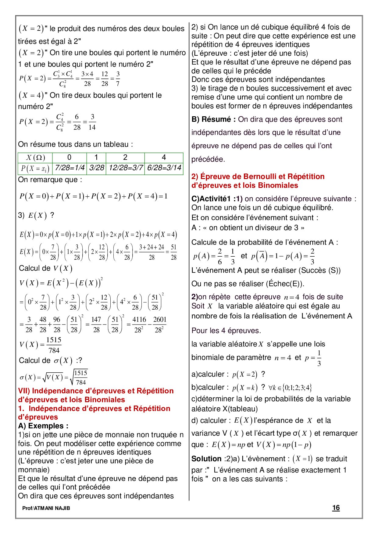 Probabilités - Cours et exercices corrigés - AlloSchool