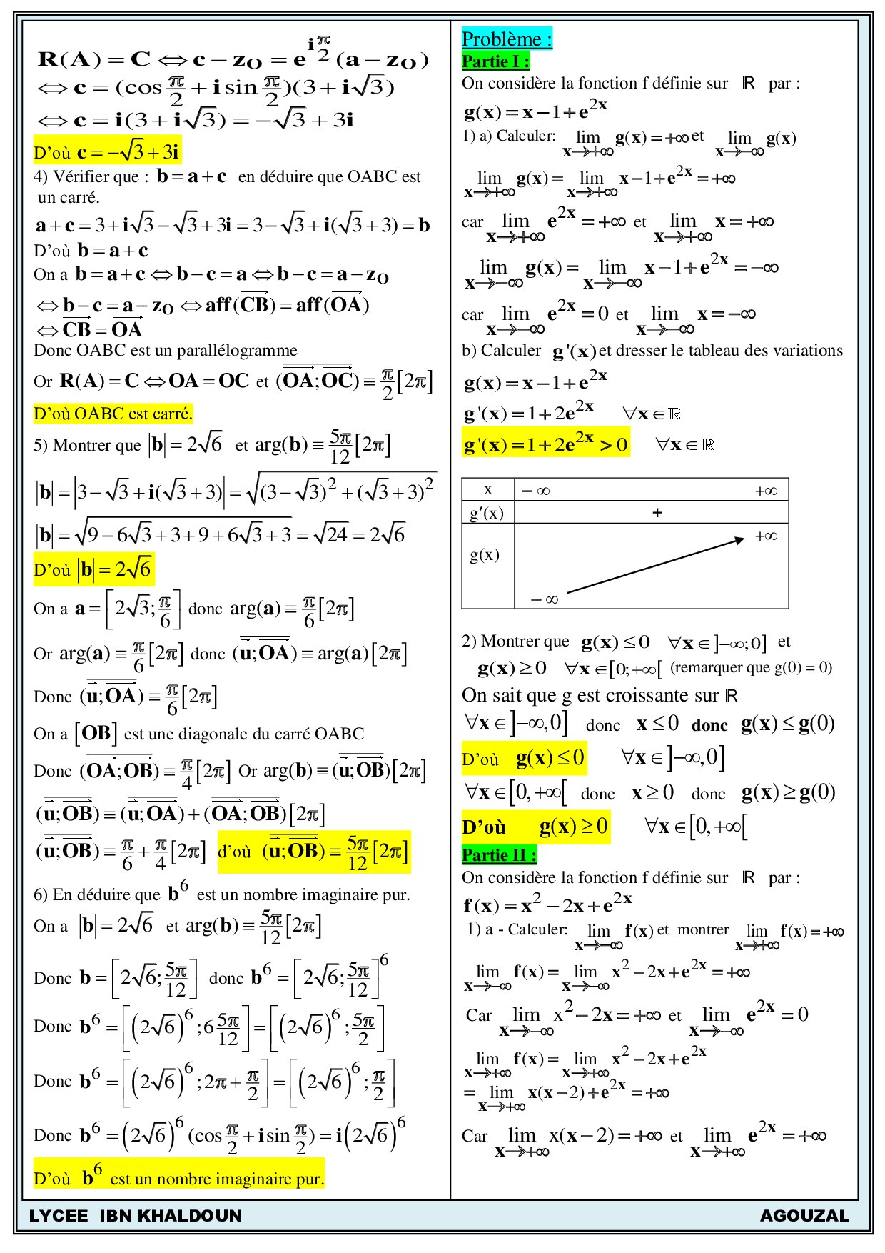 Préparation à l’examen national 2020 - Corrigé série d'exercices 1 ...