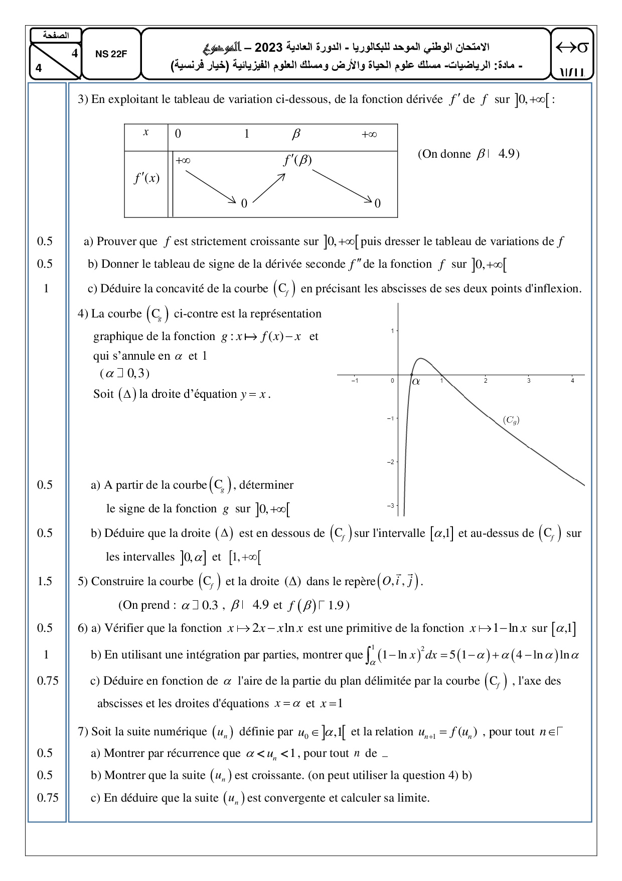 Examen National Maths Sciences et Technologies 2023 Normale - Sujet ...