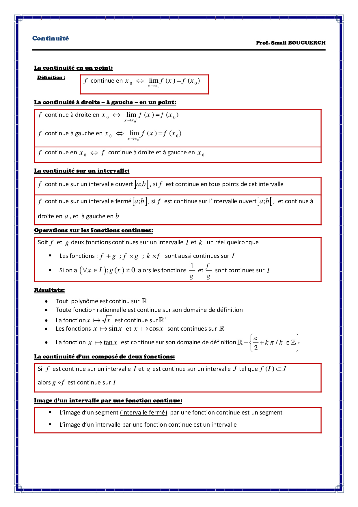 Continuité - Résumé de cours 3 - AlloSchool