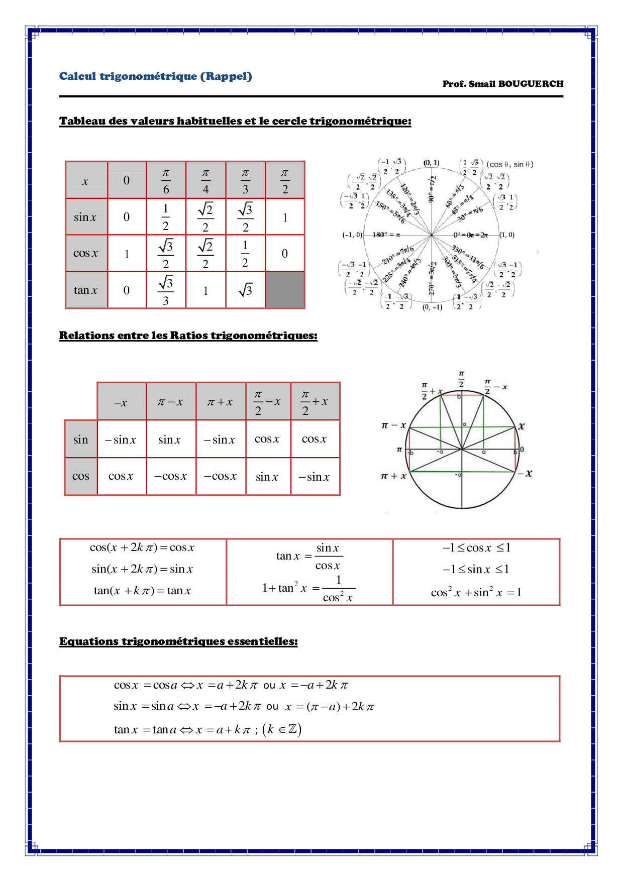 Calcul trigonométrique (Rappel) - AlloSchool