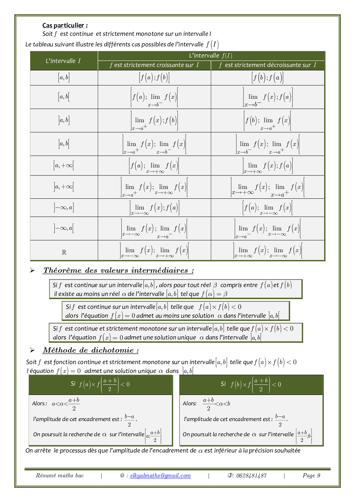Continuité - Résumé de cours 2 - AlloSchool
