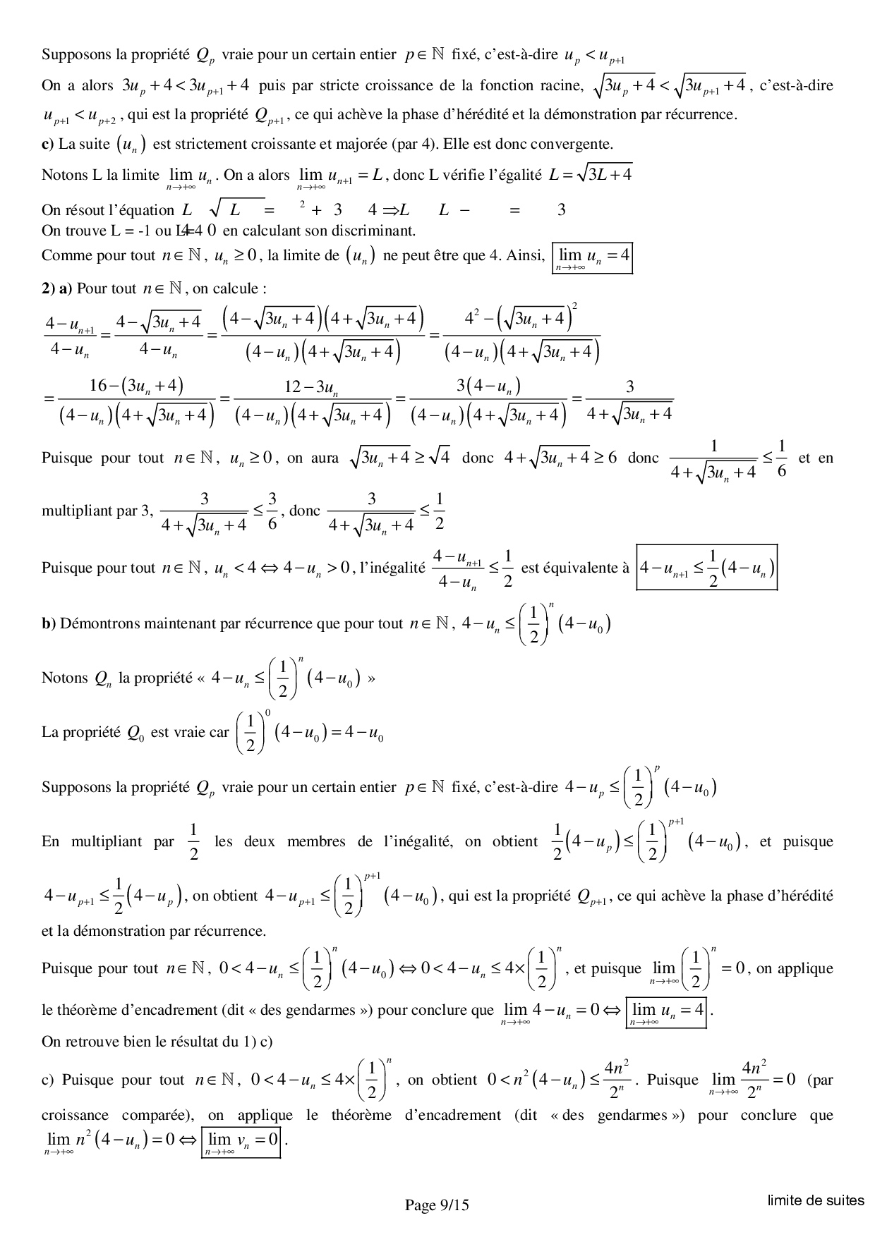 Suites numériques - Corrigé série d'exercices 3 - AlloSchool