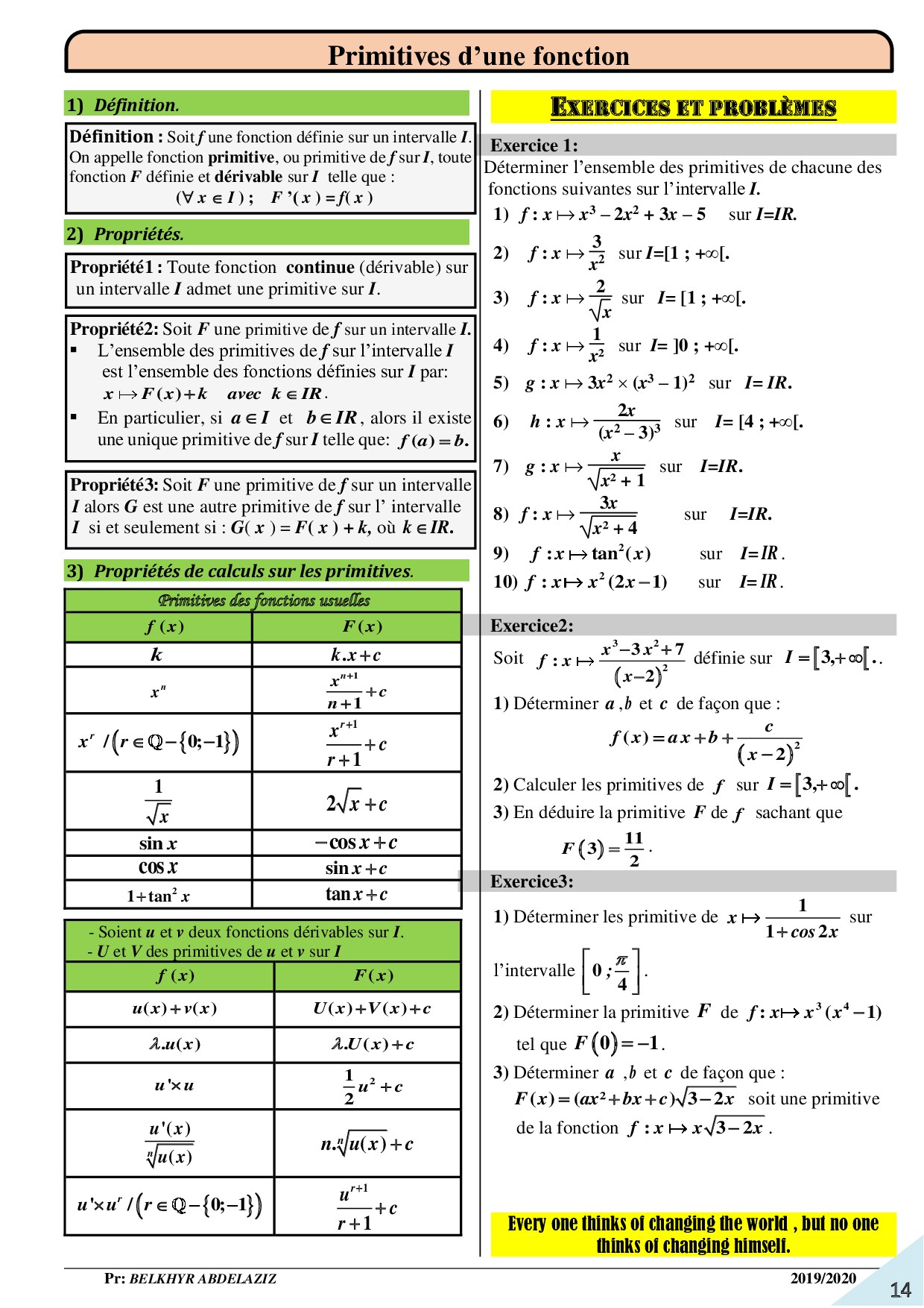 Fonctions primitives - Exercices non corrigés 2 - AlloSchool