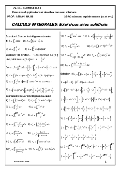 Calcul intégral - Corrigé série d'exercices 1 - AlloSchool