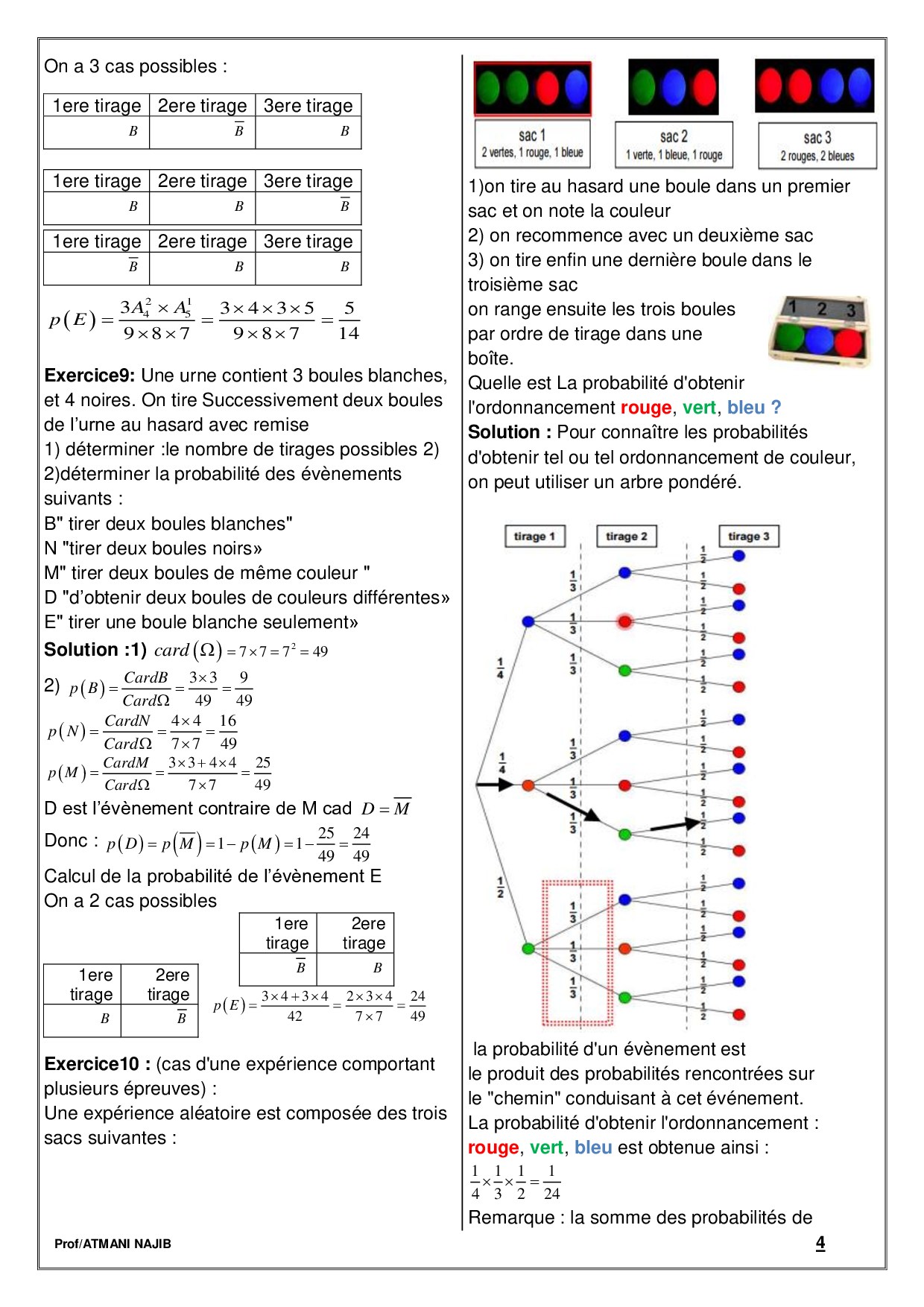 Probabilités - Corrigé série d'exercices 1 - AlloSchool