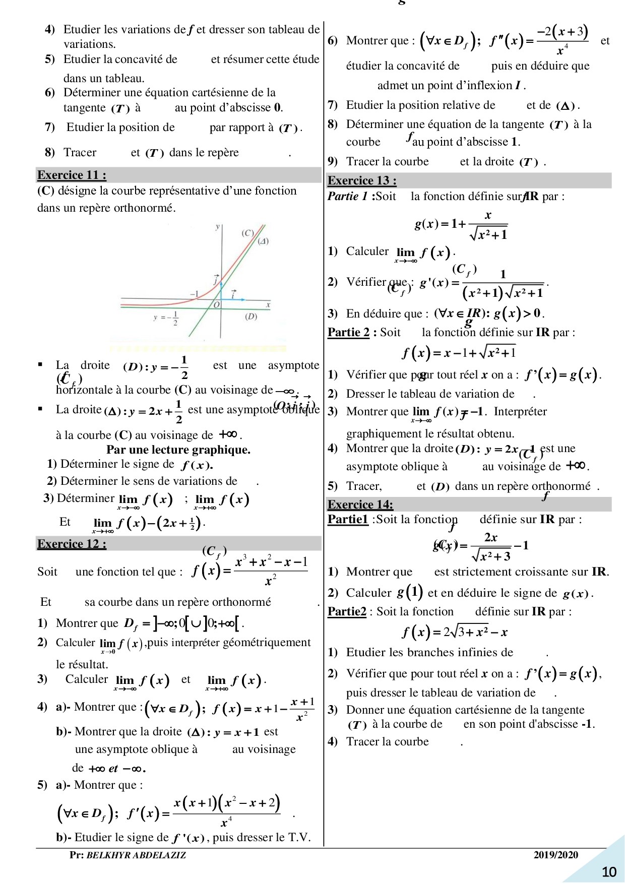 Dérivation et étude des fonctions - Exercices non corrigés 5 - AlloSchool