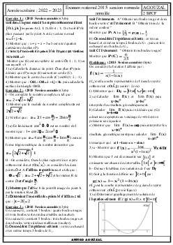 Examen National Maths Sciences et Technologies 2015 Normale - Sujet ...