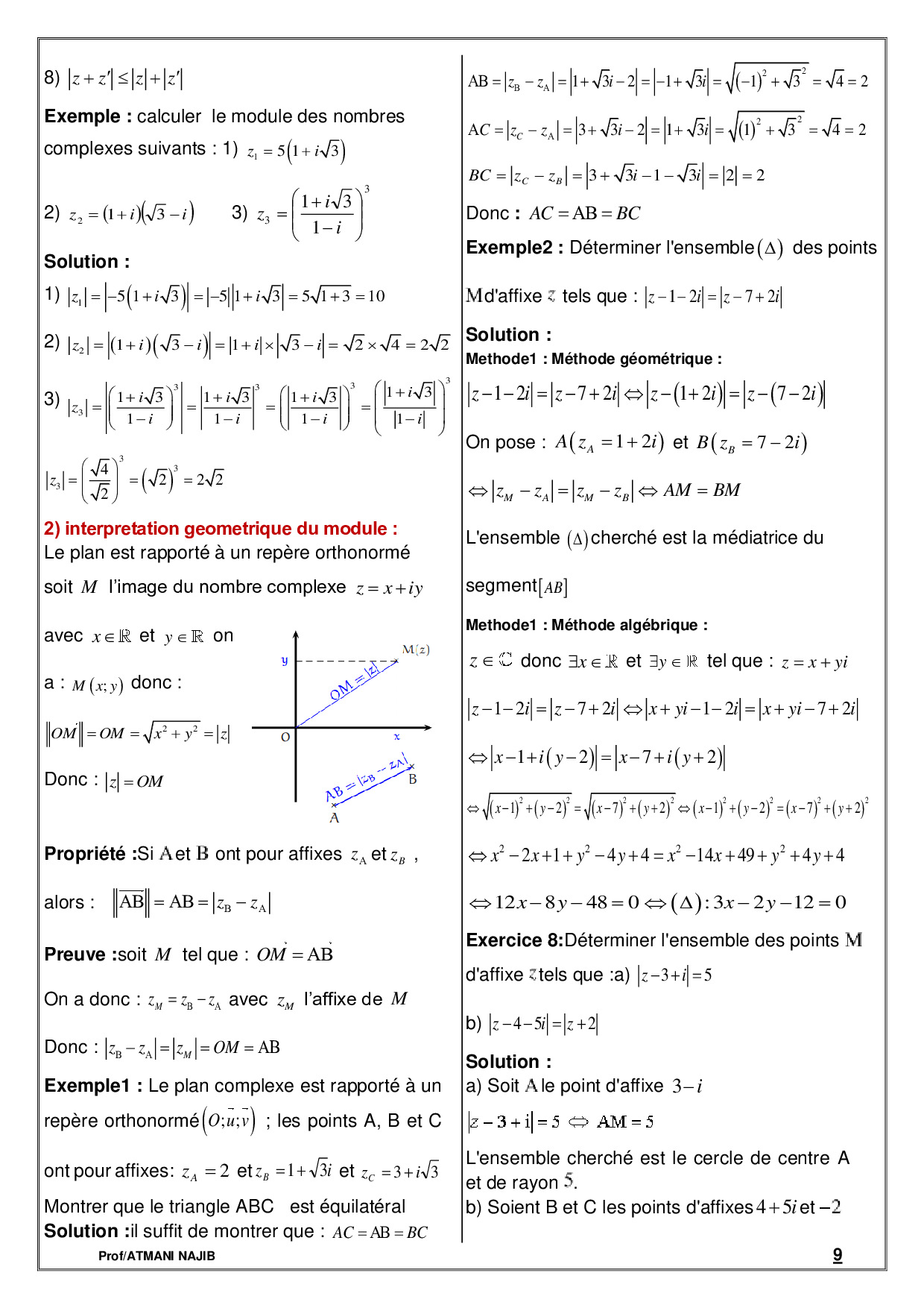 Nombres complexes 1 - Cours et exercices corrigés - AlloSchool
