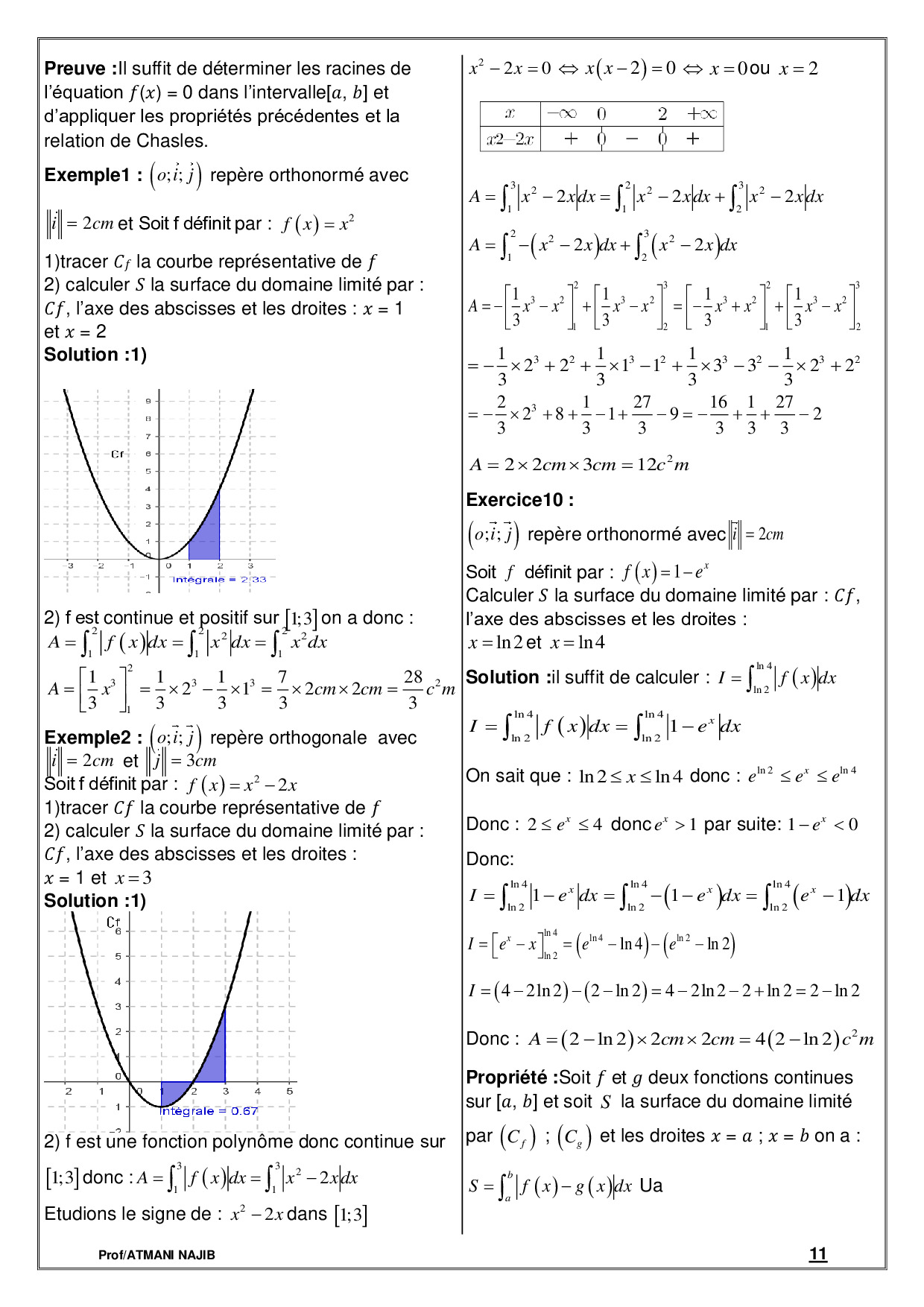 Calcul intégral - Cours et exercices corrigés - AlloSchool