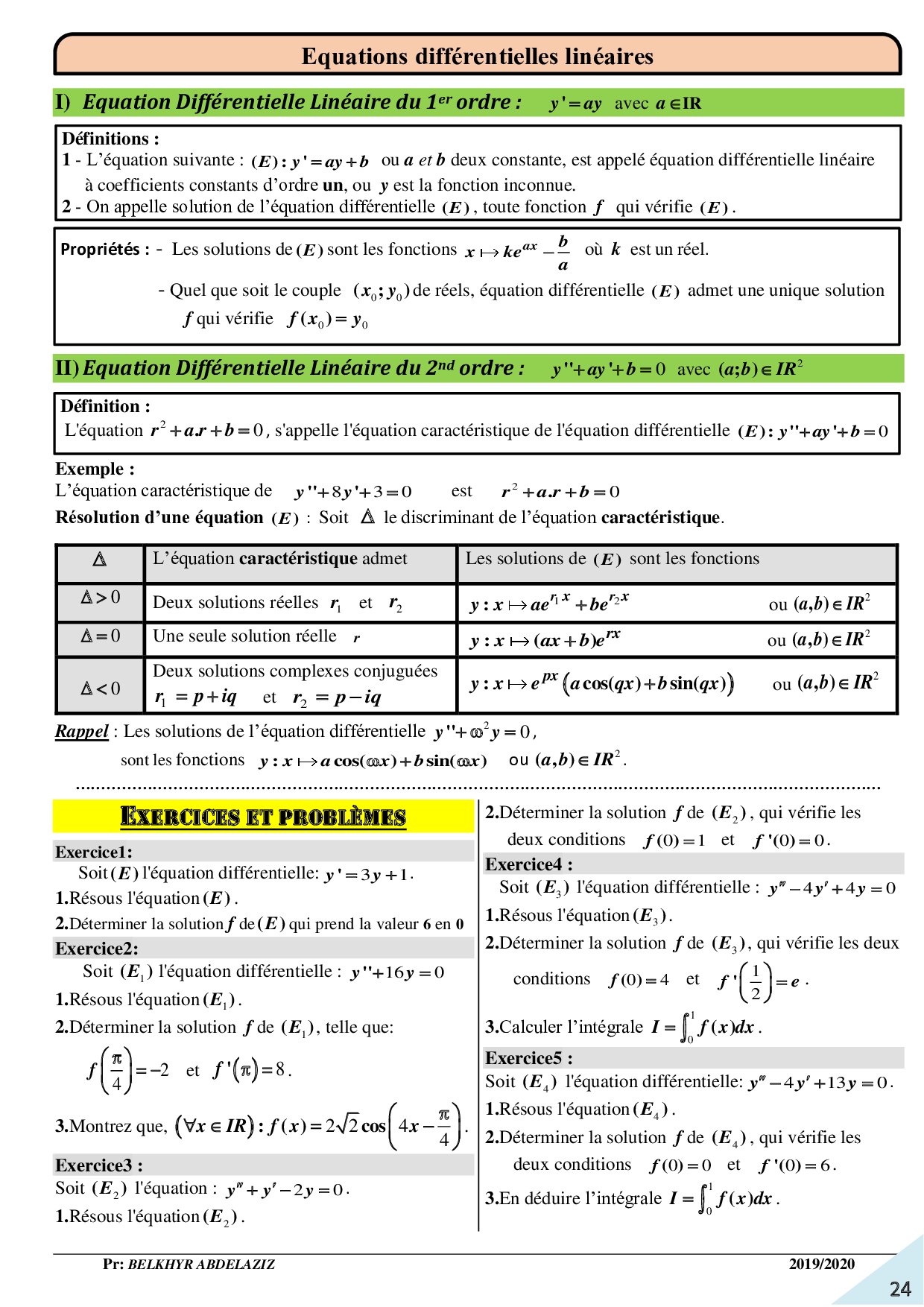 Équations différentielles - Résumé de cours 4 - AlloSchool