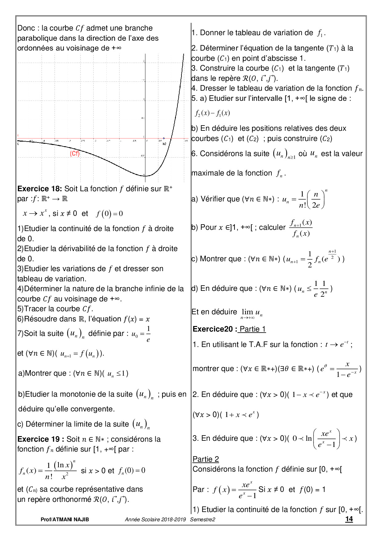 Fonctions exponentielles - Corrigé série d'exercices 1 - AlloSchool