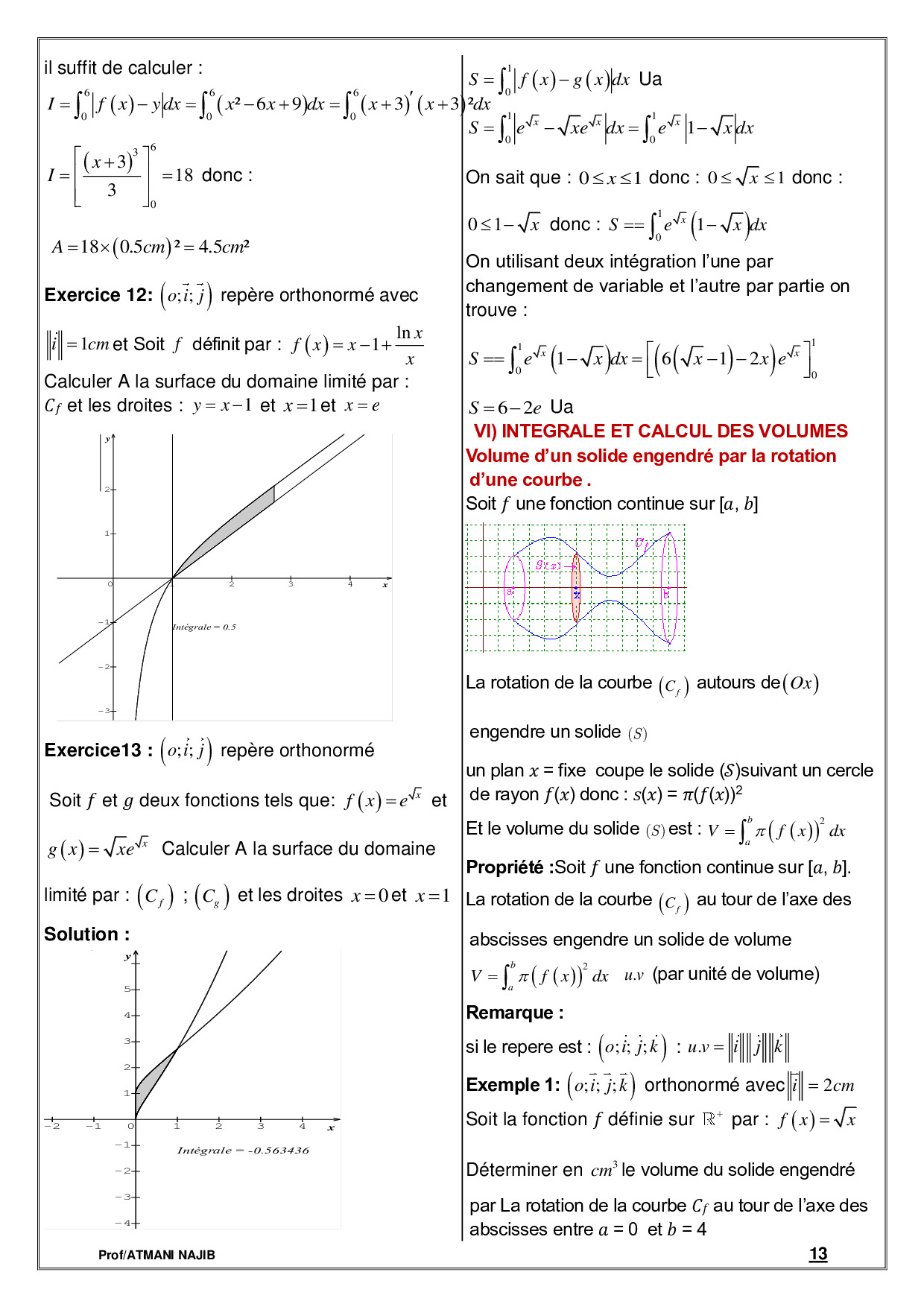 Calcul intégral - Cours et exercices corrigés - AlloSchool
