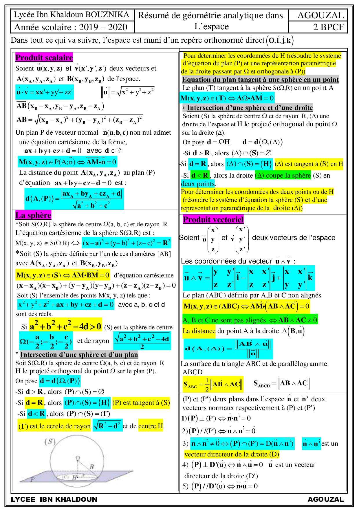Géométrie dans l’espace - Résumé de cours 5 - AlloSchool
