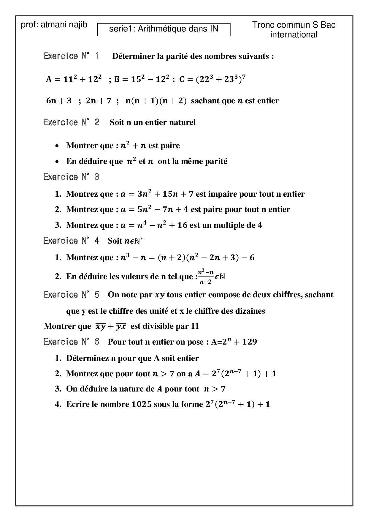 Arithmétique dans IN - Exercices non corrigés 7 - AlloSchool