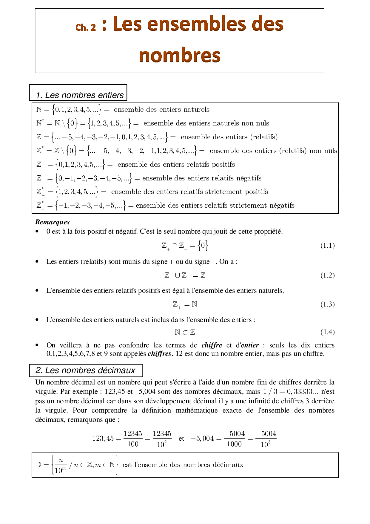 Les ensembles de nombres N, Z, Q, D et R - Cours 2 - AlloSchool